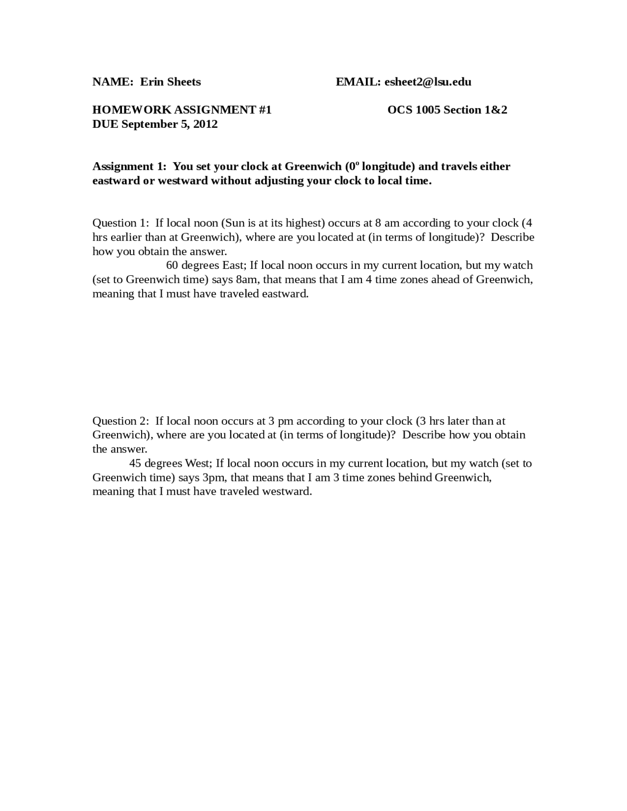 Introduction To Oceanography Homework Assignment 1 Ocs 1005 Docsity