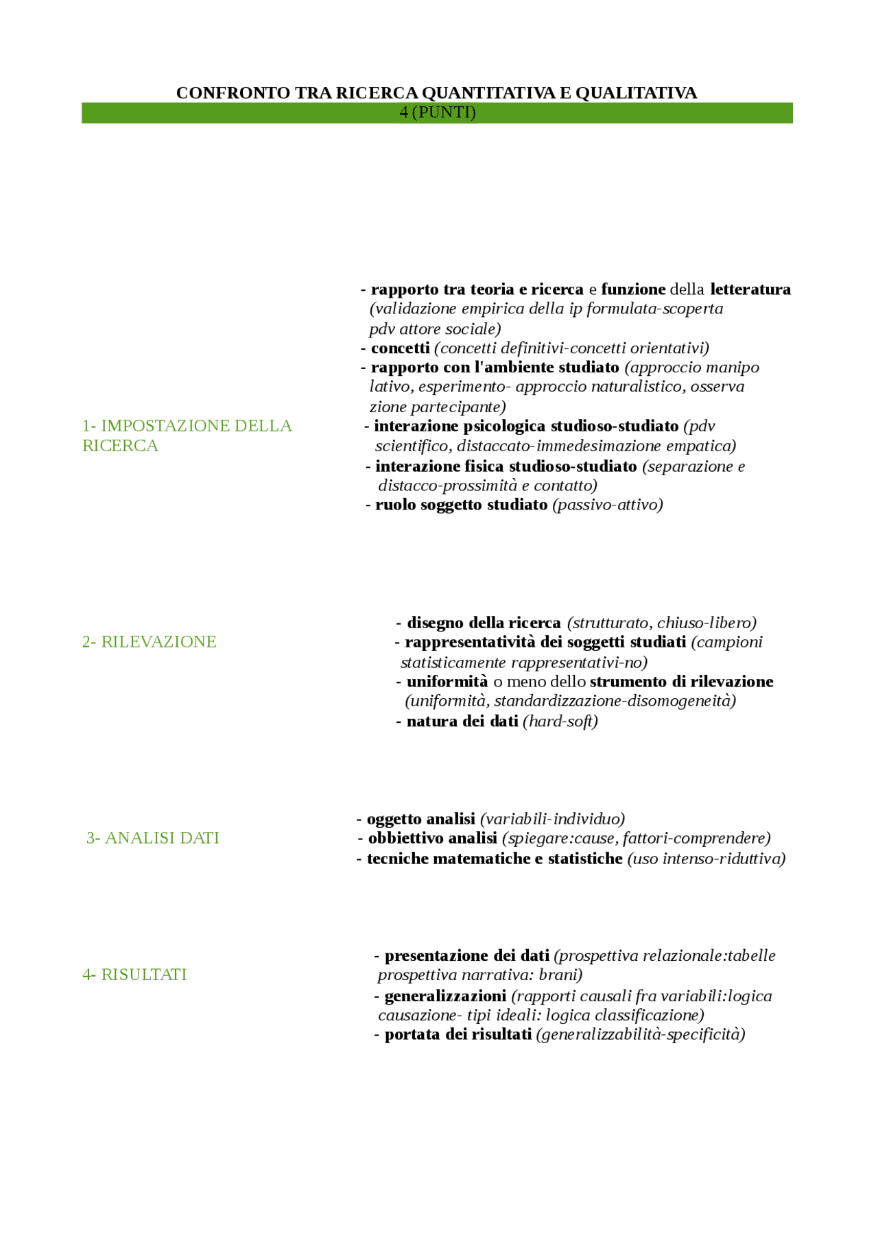 La Ricerca Quantitativa E Qualitativa Appunti Di Metodologia Docsity