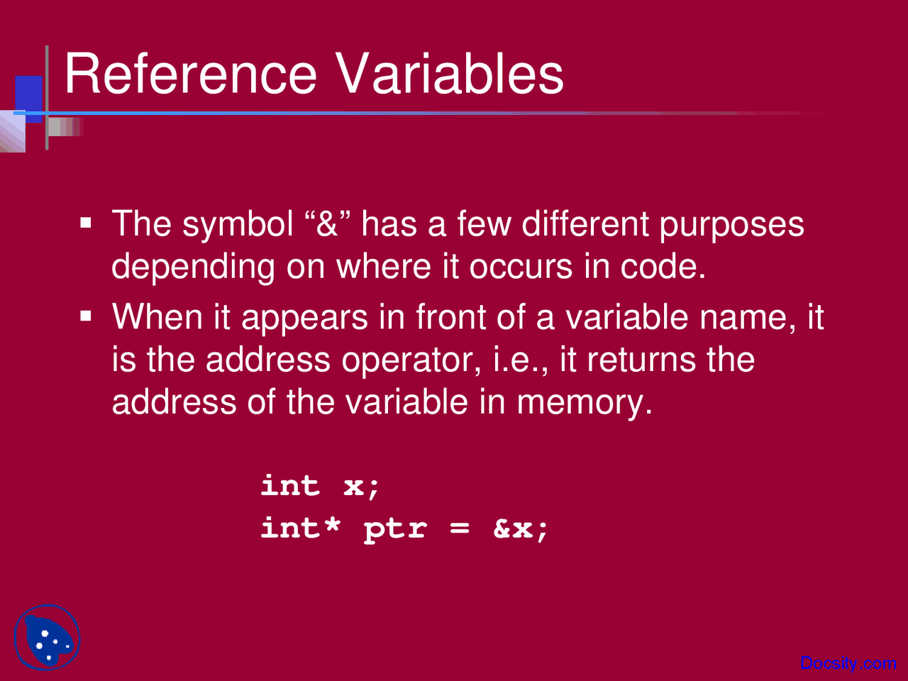 Reference Variables Memory Organization Data Stuctures Lecture