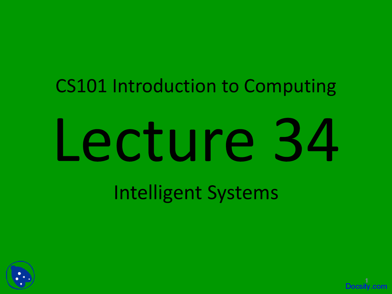 Intelligent Systems Introduction To Computing Lecture Slides Docsity