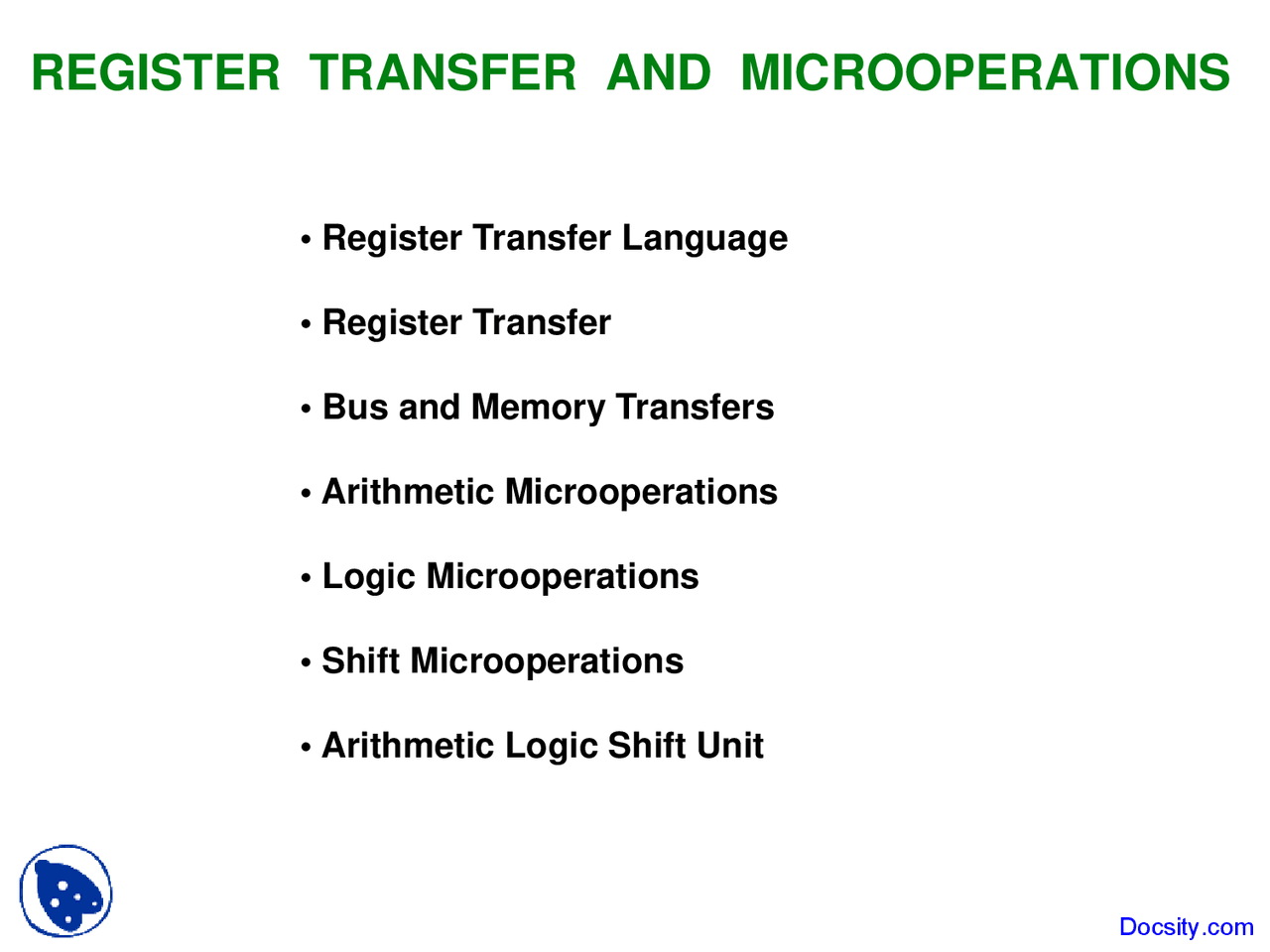 Register Transfer and Microoperations - Computer Architecture - Lecture Slides | Slides Computer ...