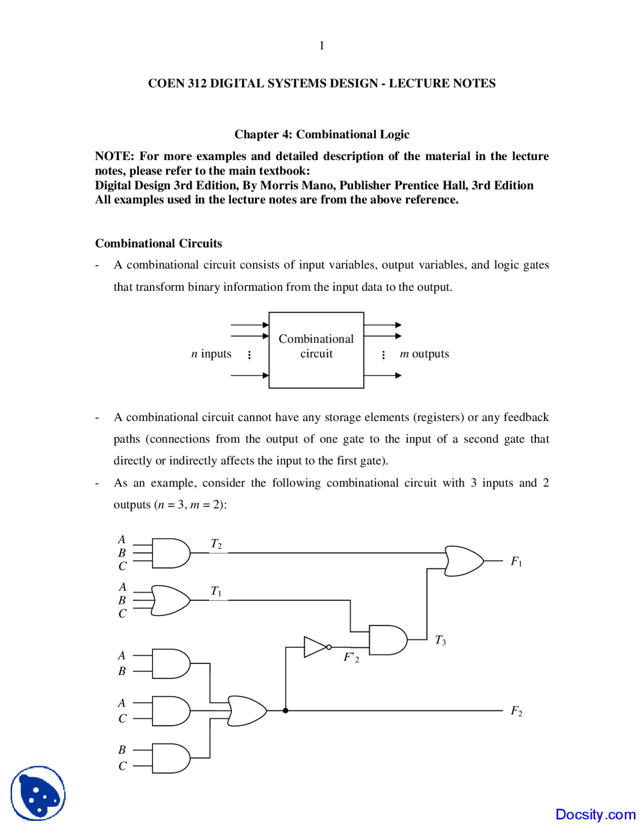 Combinational Logic Design And Analysis Lecture Notes Docsity 0755