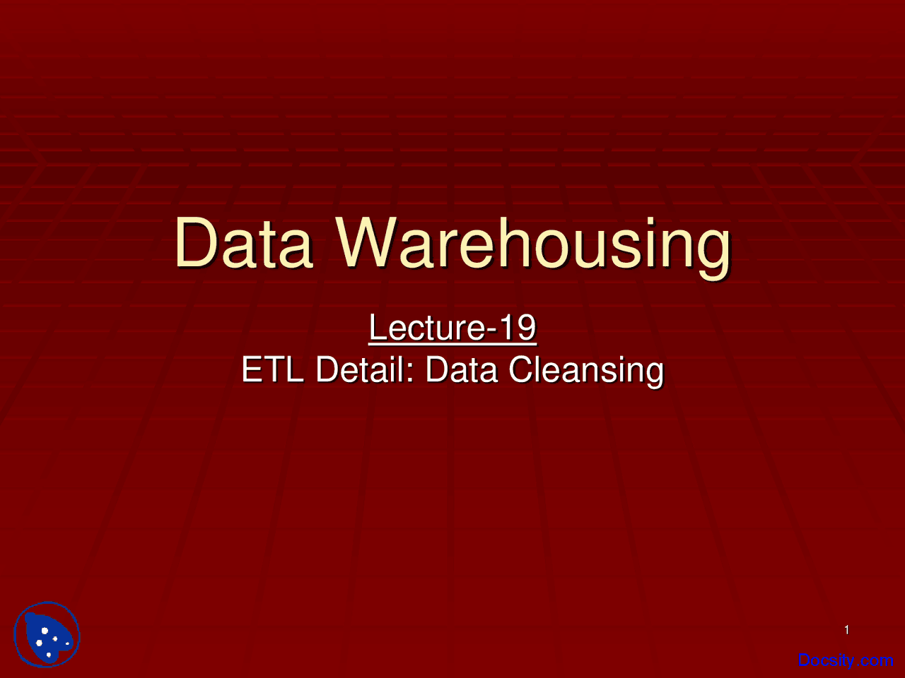 Data Cleansing, Anomalies - Data Warehousing - Lecture Slides | Slides Data Warehousing | Docsity