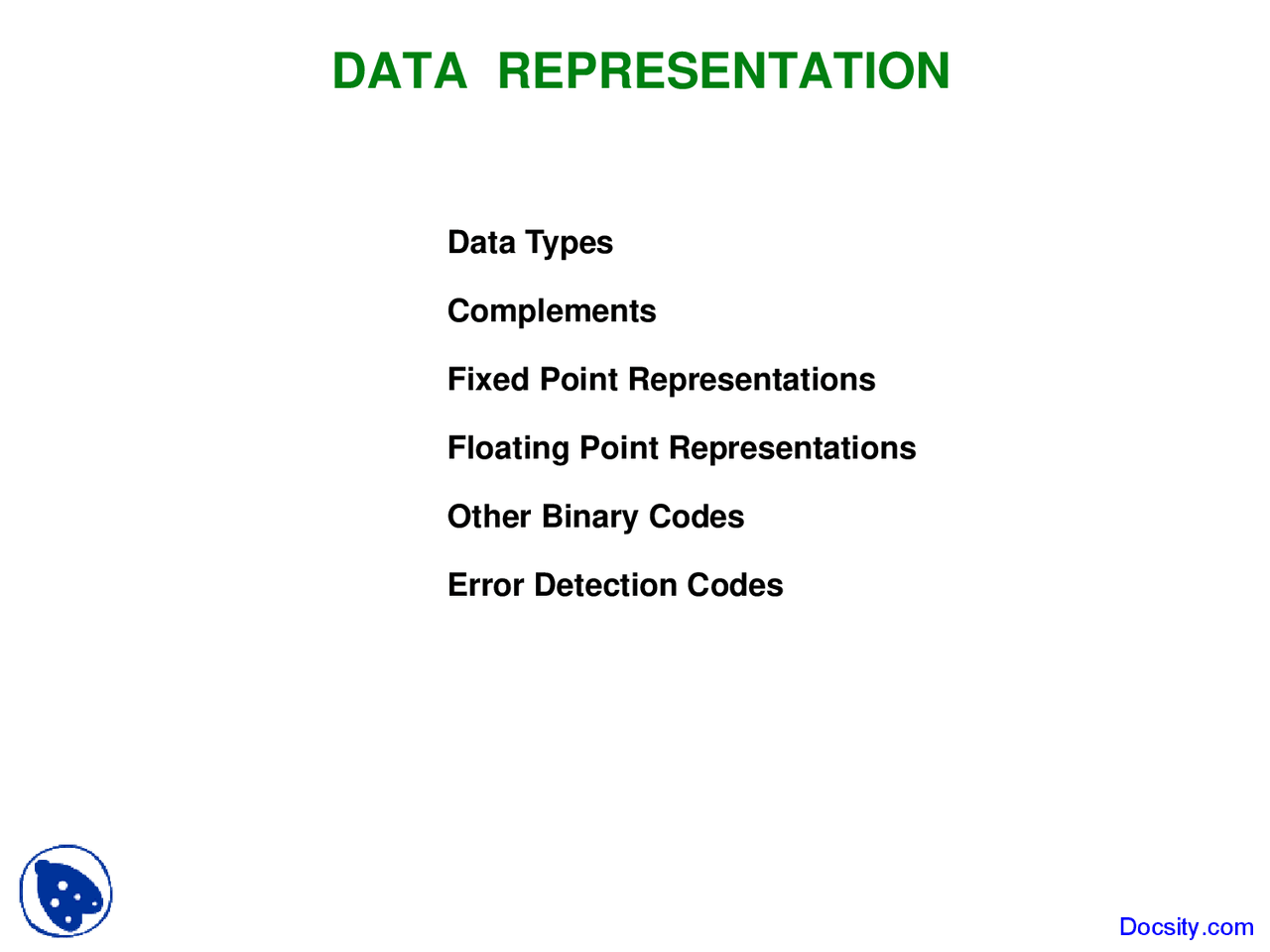 Data Representation Computer Architecture Lecture Slides Slides 5166