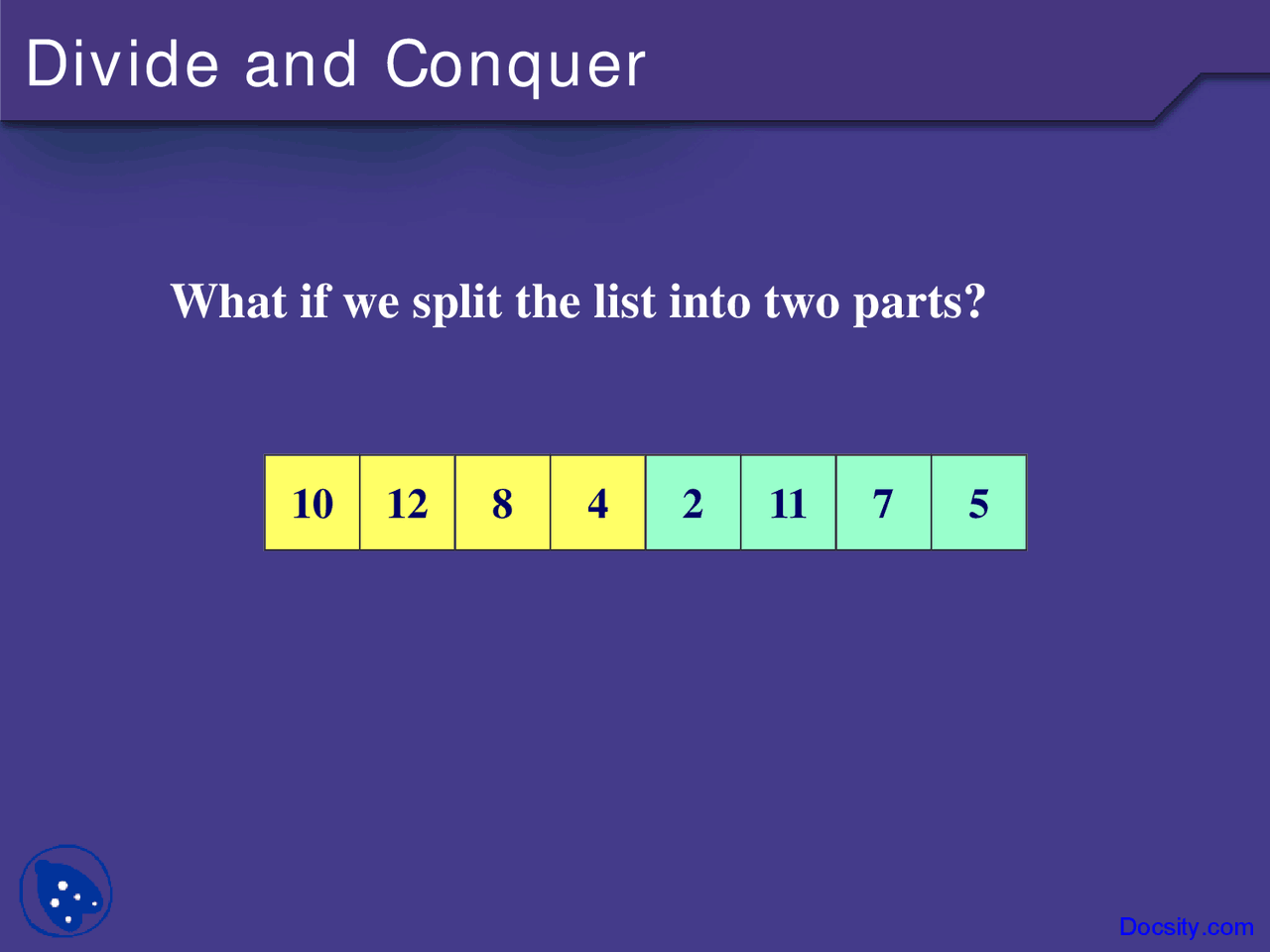 Divide And Conquer Mergesort Data Stuctures Lecture Slides Docsity