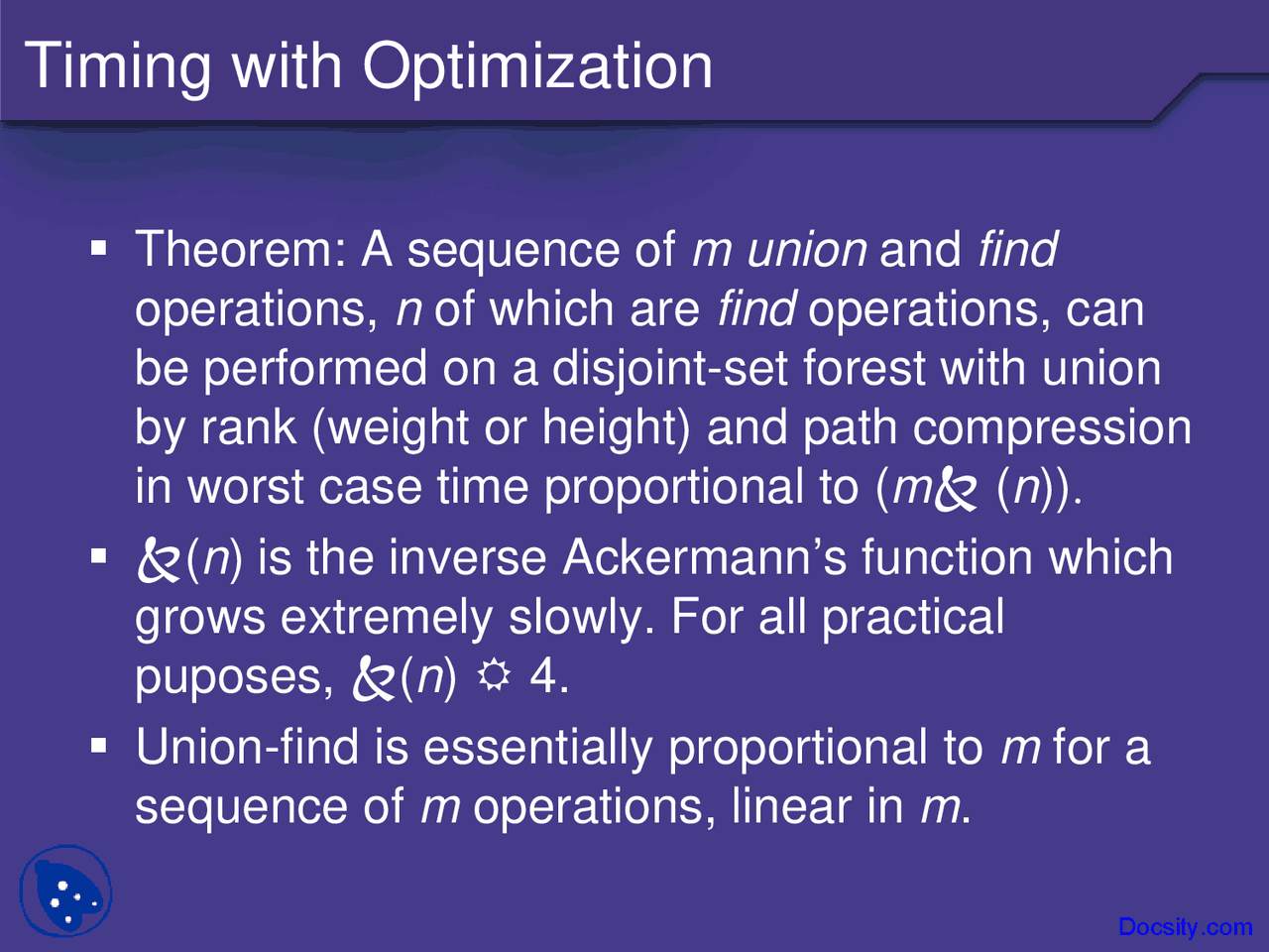 Timing with Optimization, Image Segmentation - Data Stuctures - Lecture Slides - Docsity