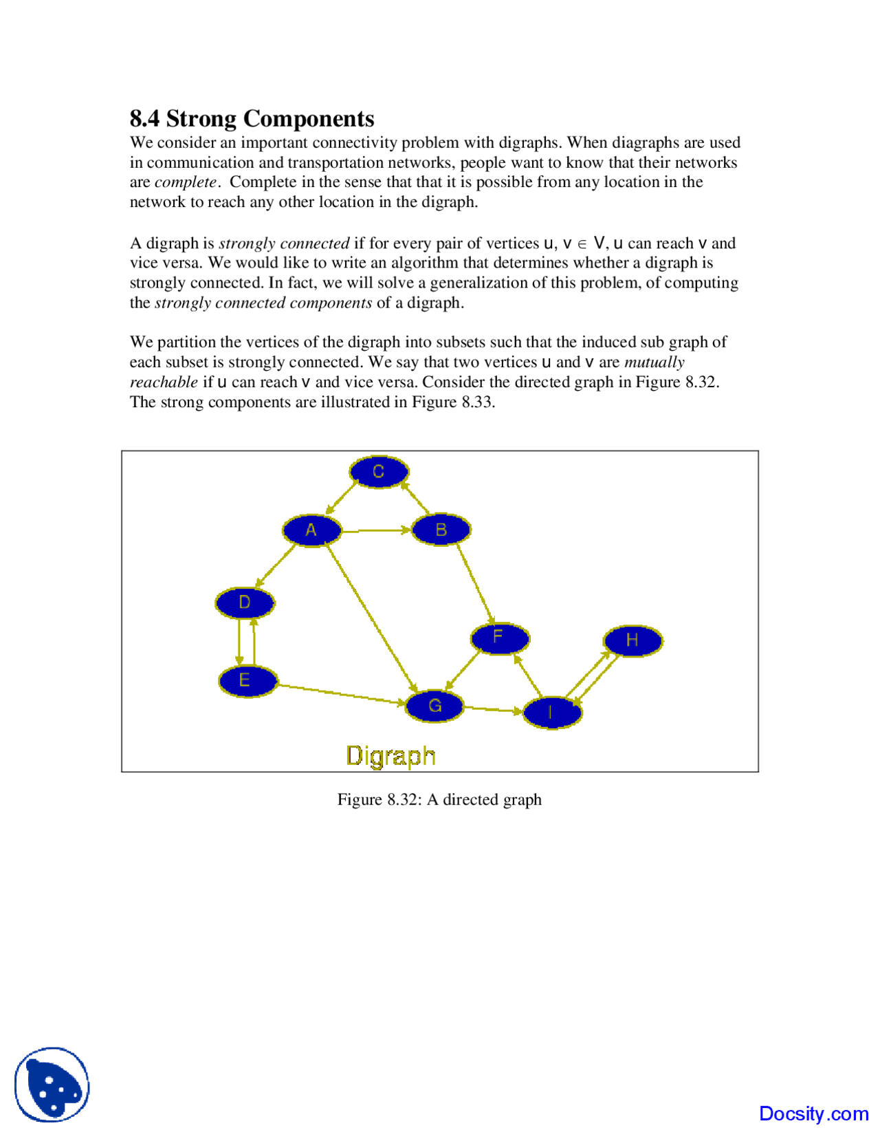 Strong Components, DFS - Design and Analysis - Study Notes - Docsity