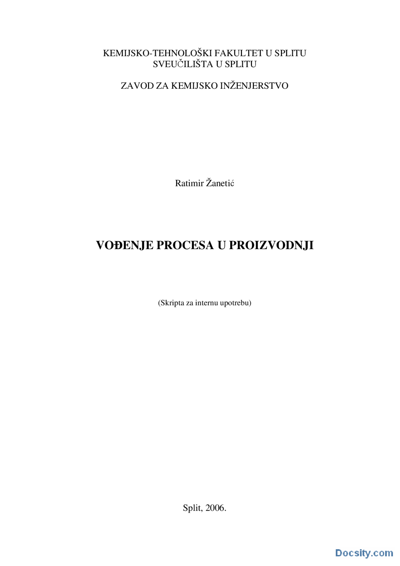 Vodjenje procesa u proizvodnji-Skripta-Hemijsko inzenjerstvo-Hemija ...