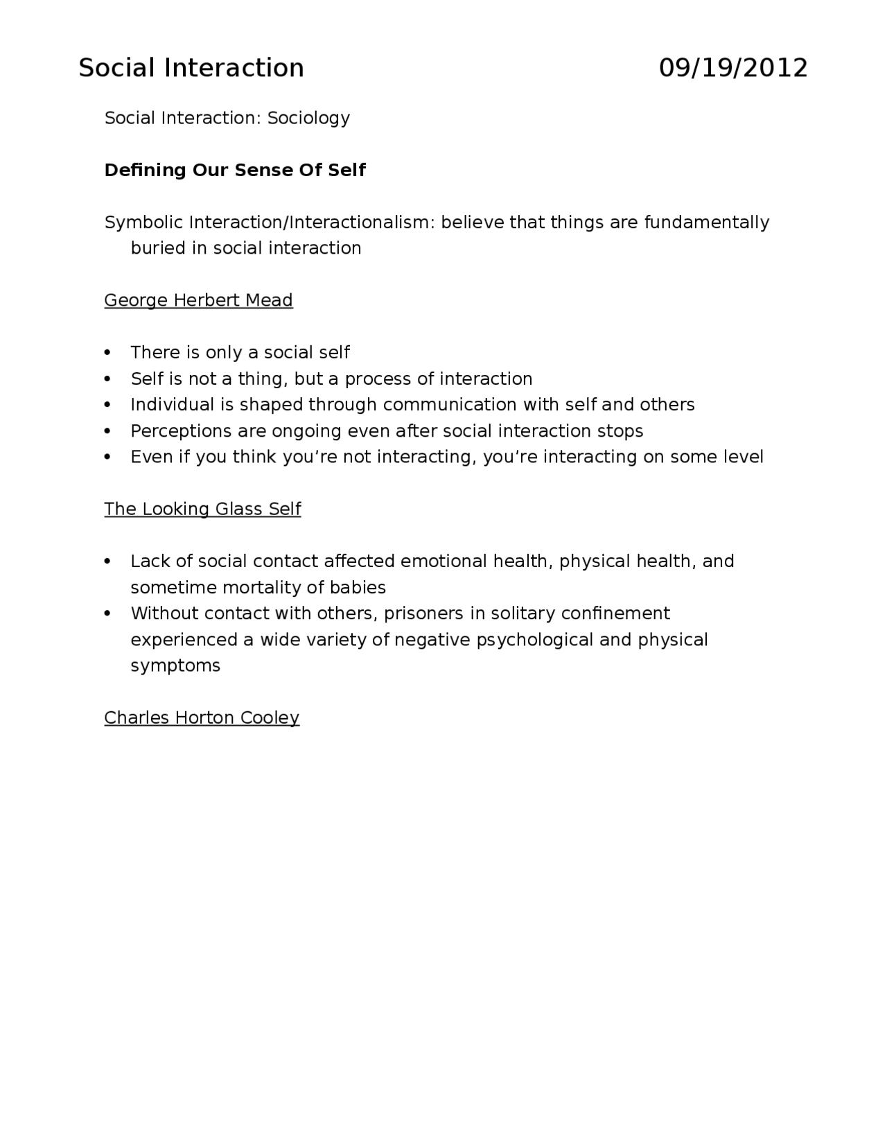 Sociology Social Interaction Lecture Notes Socl 2001 Docsity
