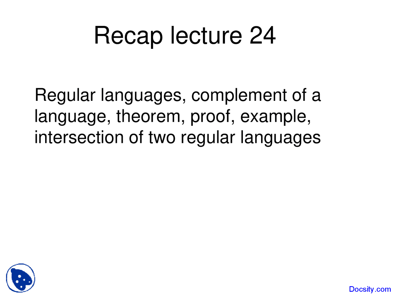 Intersection Of Two Regular Languages Theory Of Automata Lecture Slides Slides Theory Of