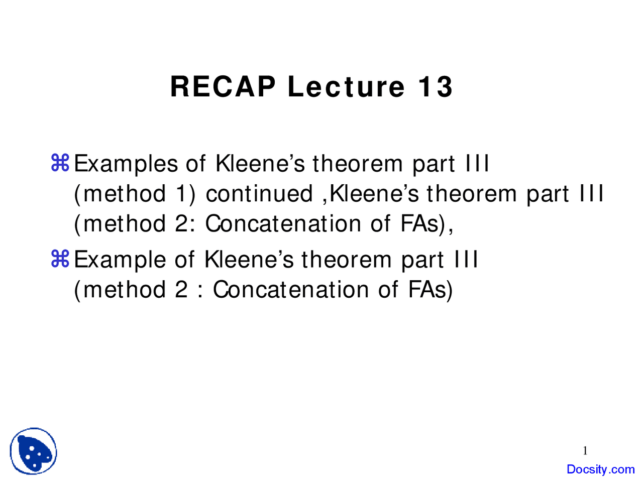 Closure Of An Fa Theory Of Automata Lecture Slides Docsity