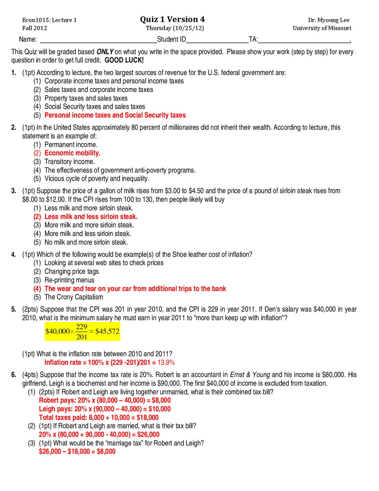 Quiz 1 with Answer Key - Principles of Macroeconomics | ECONOM 1015 ...