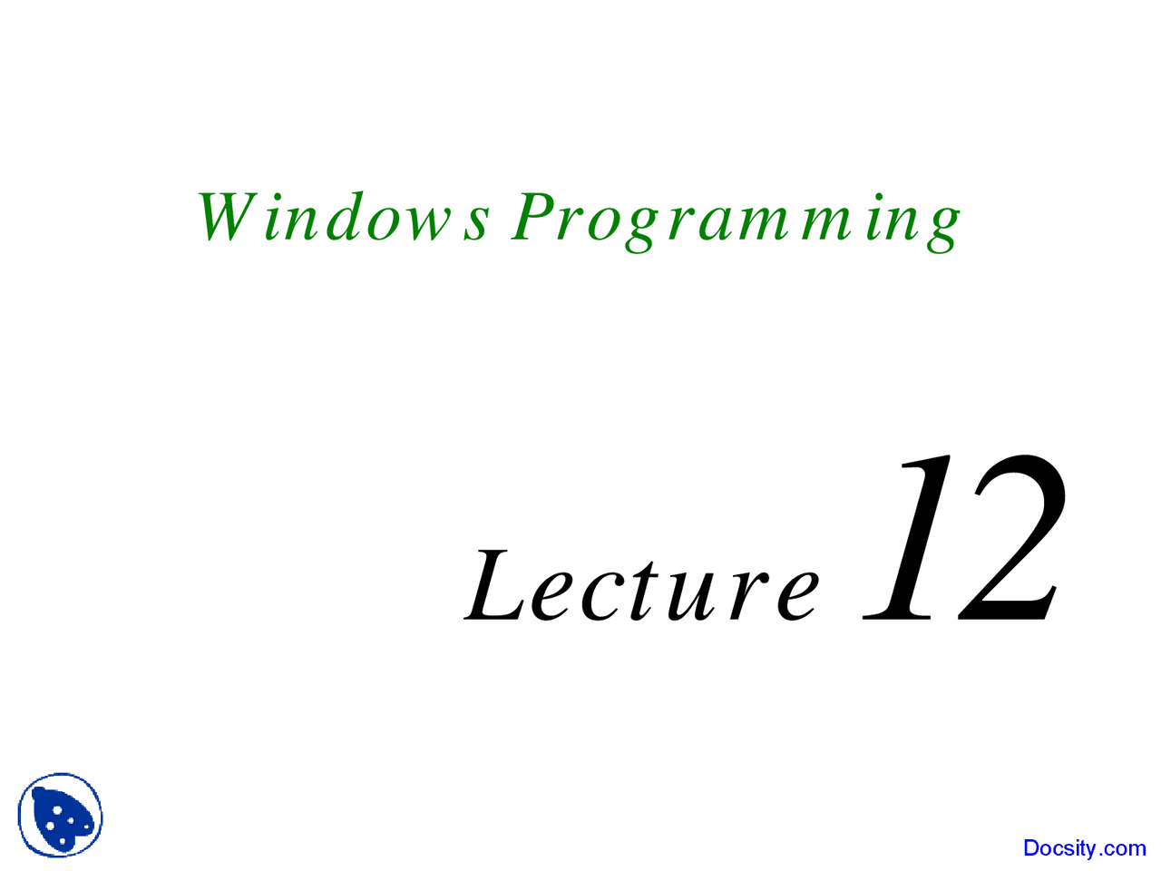 System Window Classes Window Programming Lecture Slides Docsity