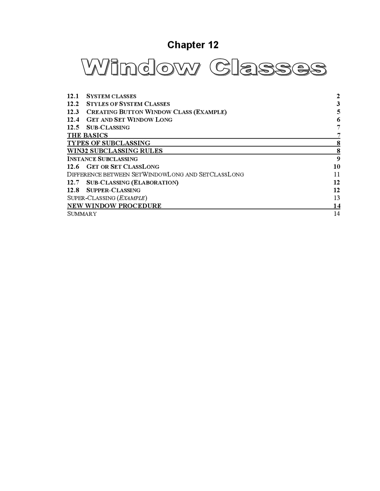 Window Classes System Classes Computer Programming Lecture Notes 1626
