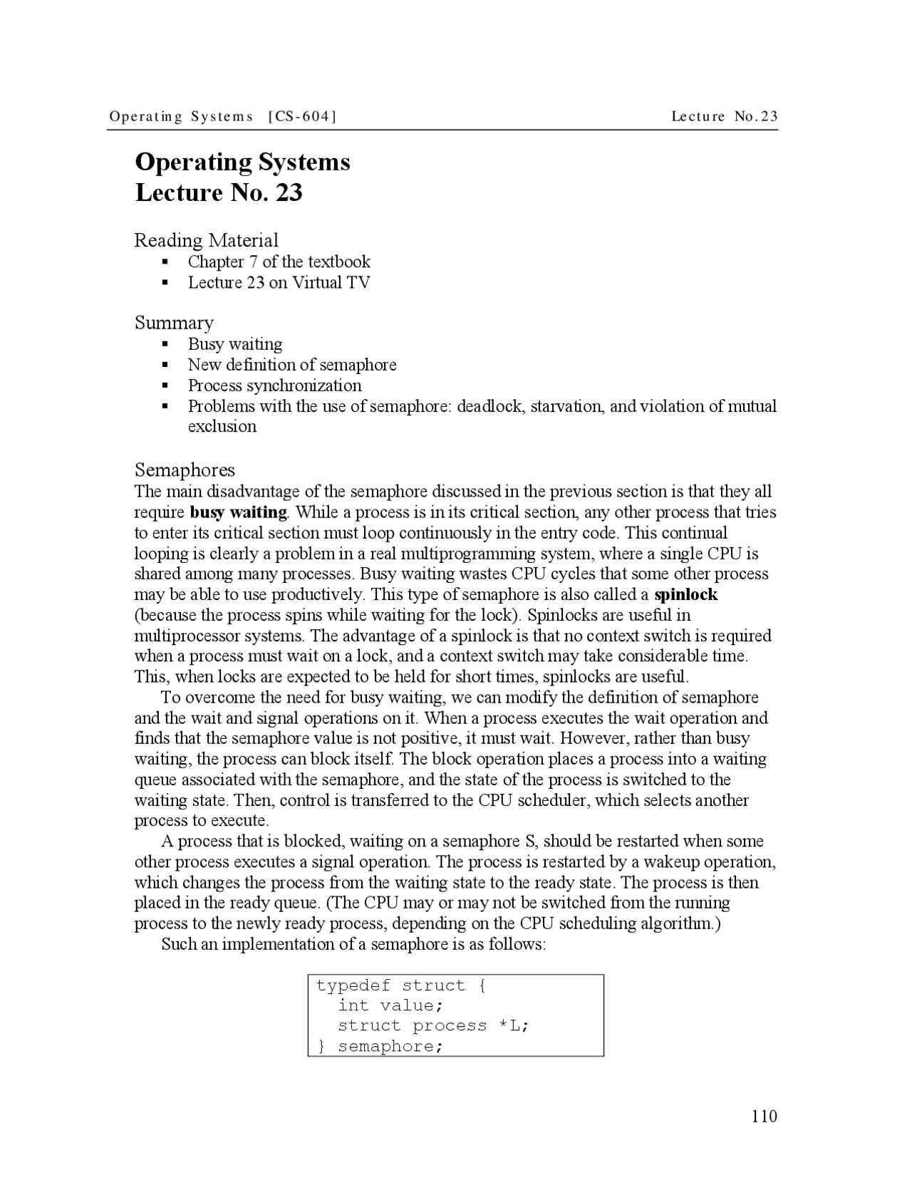 Semaphore Process Synchronization Introduction To Operating System