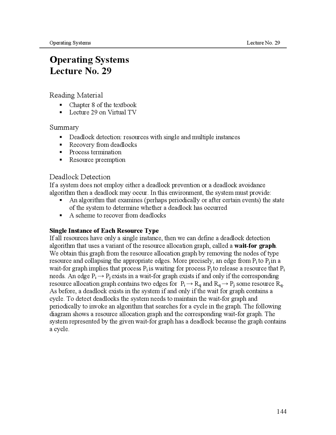 Deadlock Detection Recovery From Deadlock Introduction To Operating