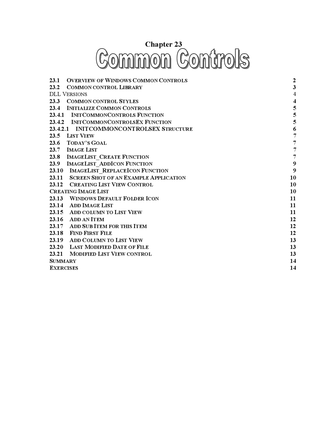 Windows Common Controls Computer Programming Lecture Notes Docsity