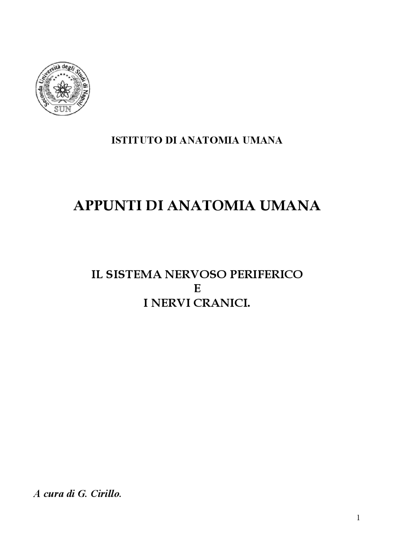 Sistema Nervoso Periferico Appunti Di Neuroanatomia Docsity
