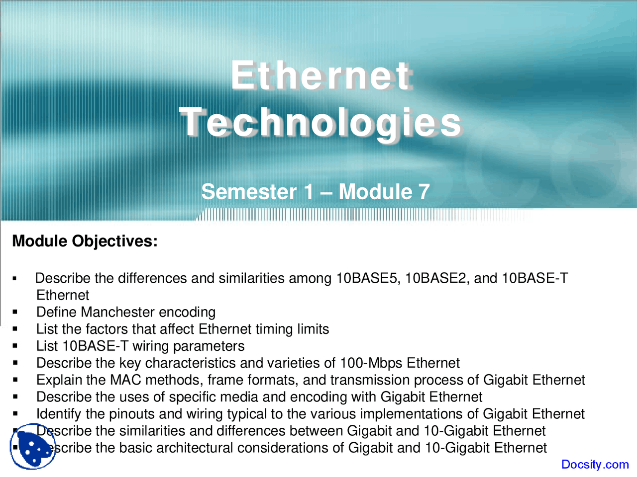 Eternet Technologies Computer Network Lecture Slides Docsity