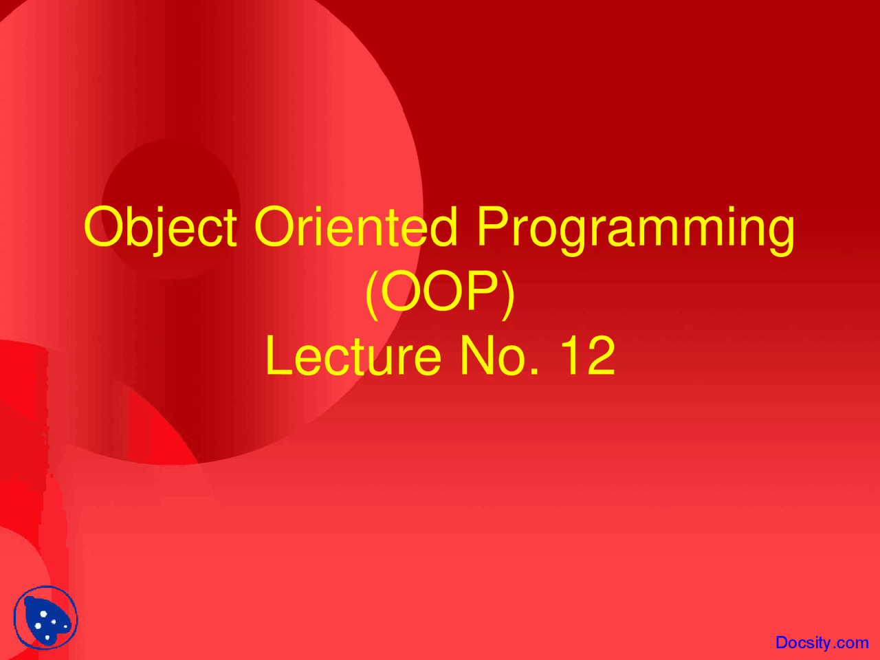 Static Data Member Object Oriented Programming Lecture Slides