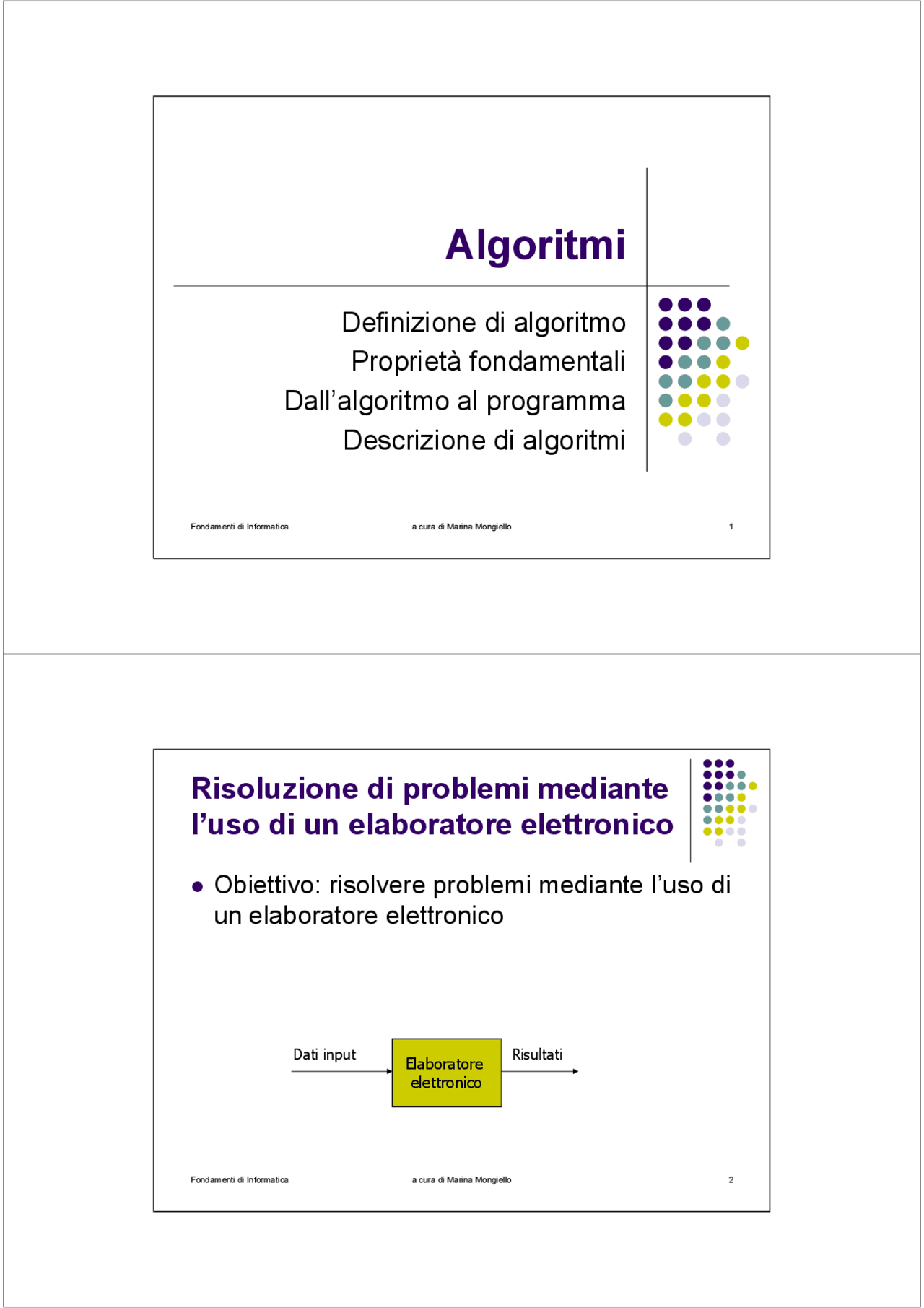 Algoritmi Appunti Di Elementi Di Informatica Docsity