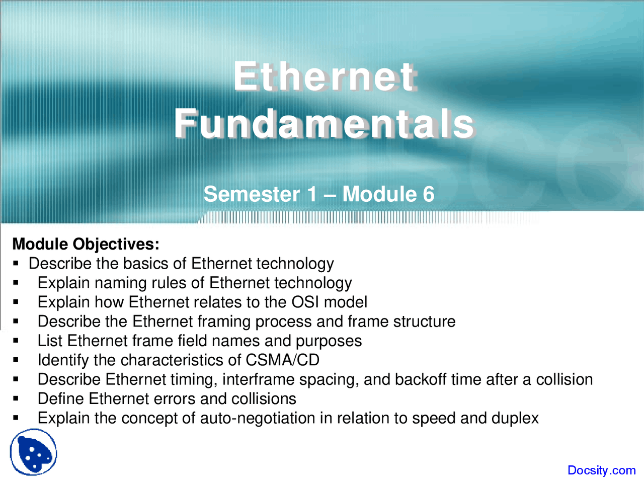 Ethernet Fundamentals Computer Network Lecture Slides Docsity