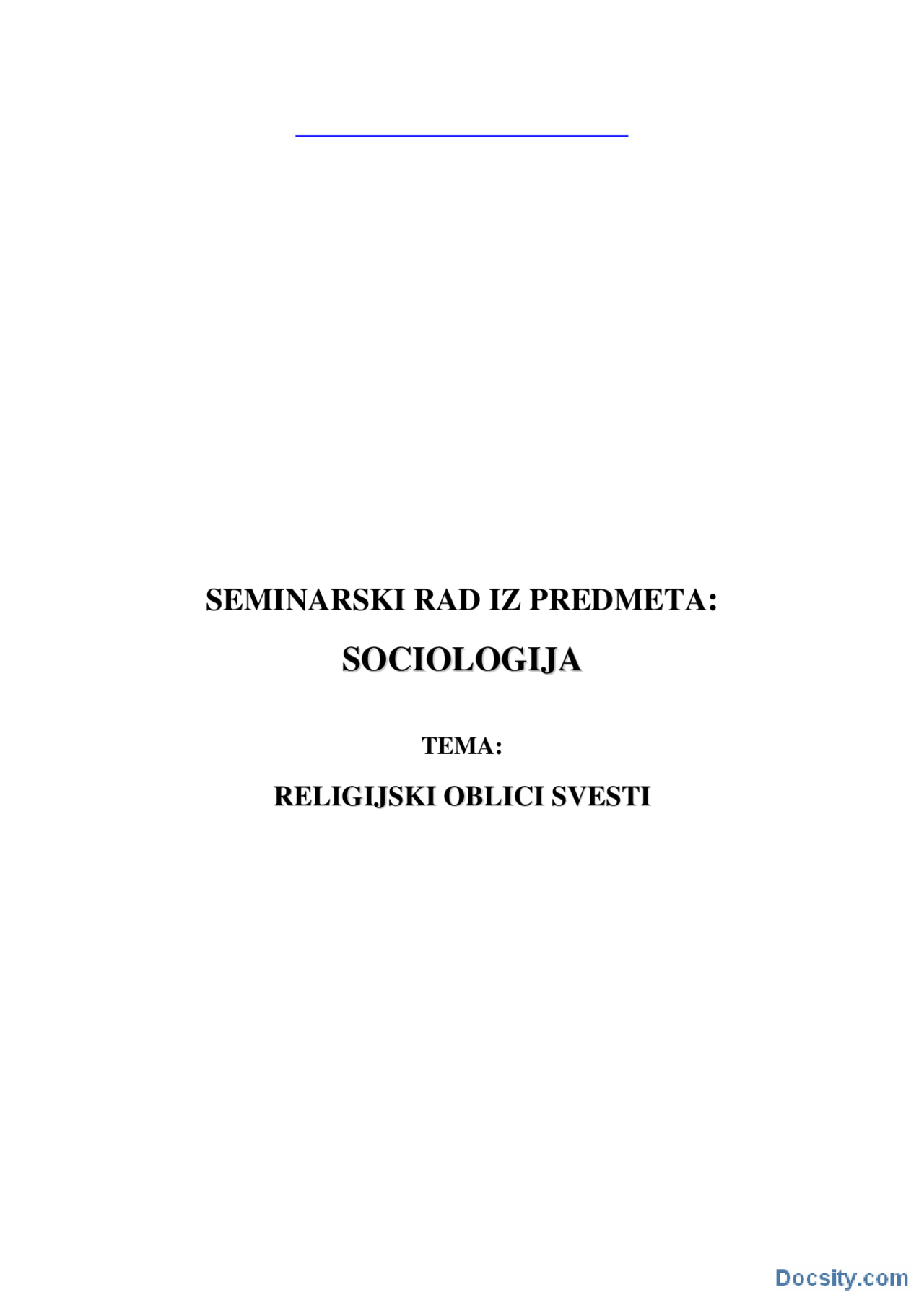 Religijski oblici svesti-Seminarski rad-Sociologija religije-Sociologija | Maturalni radovi ...