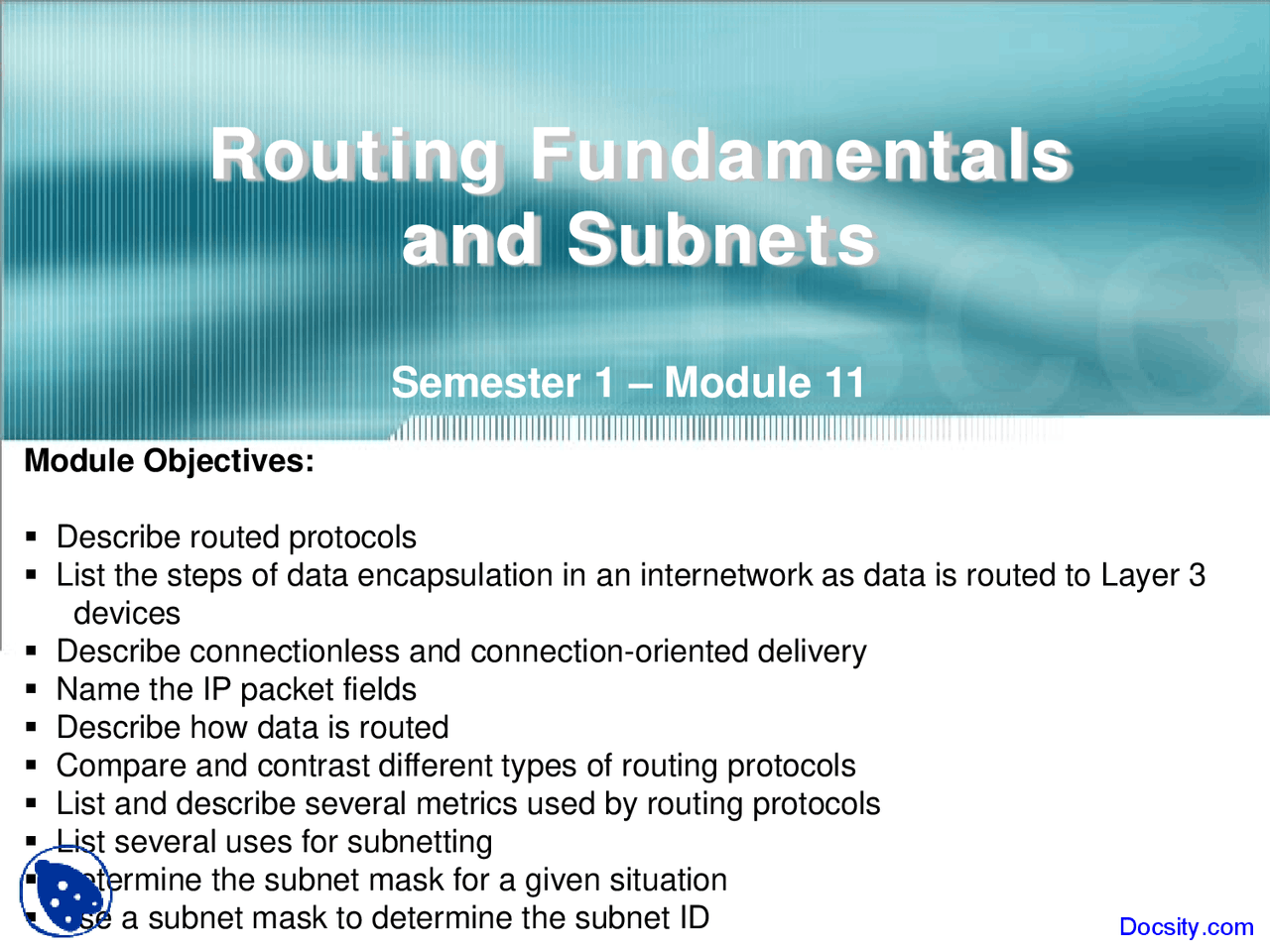 Routing Fundamentals, Subnets - Computer Network - Lecture Slides - Docsity