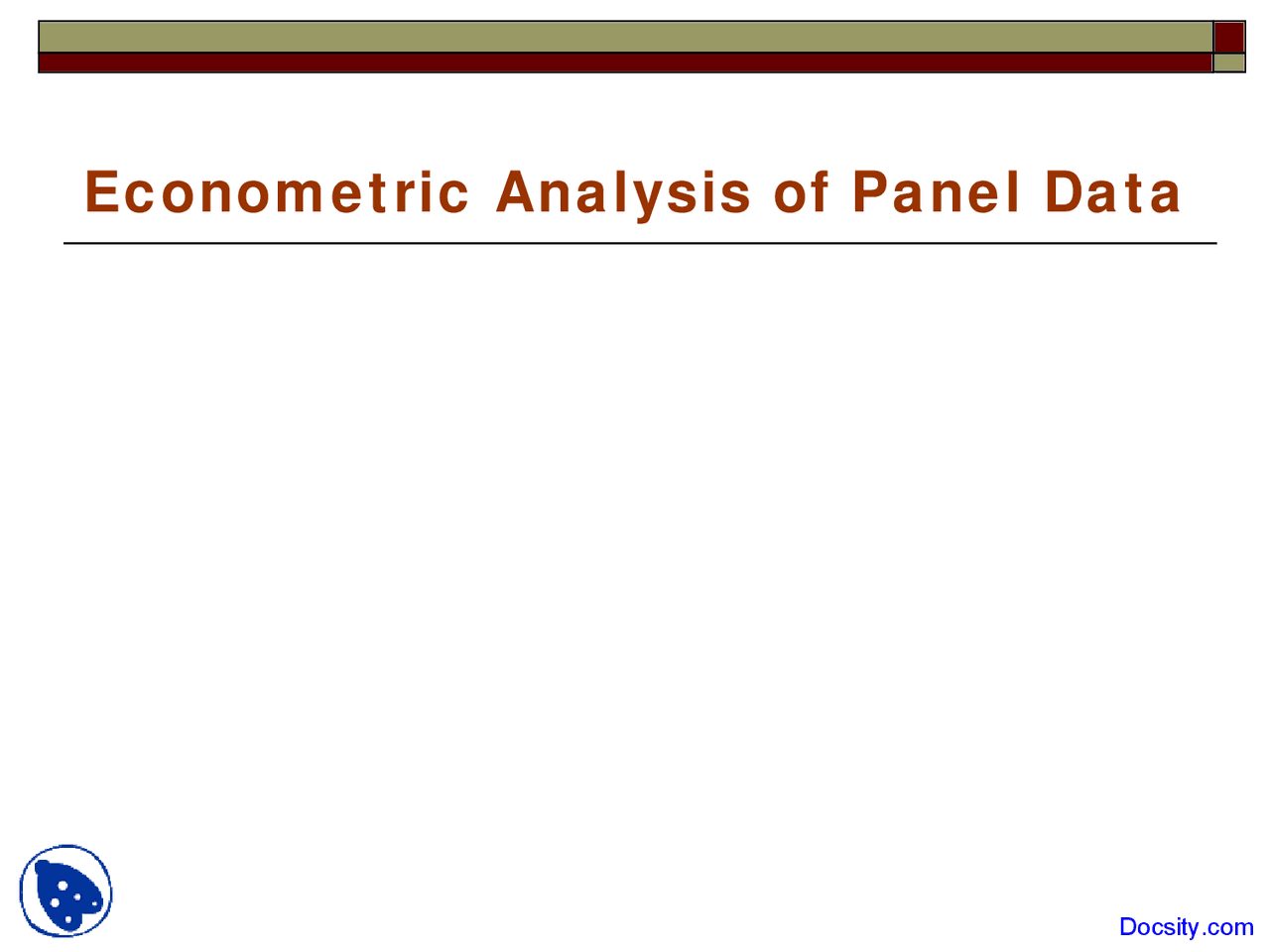 Introduction To Econometrics Econometric Analysis Of Panel Data Lecture Slides Docsity