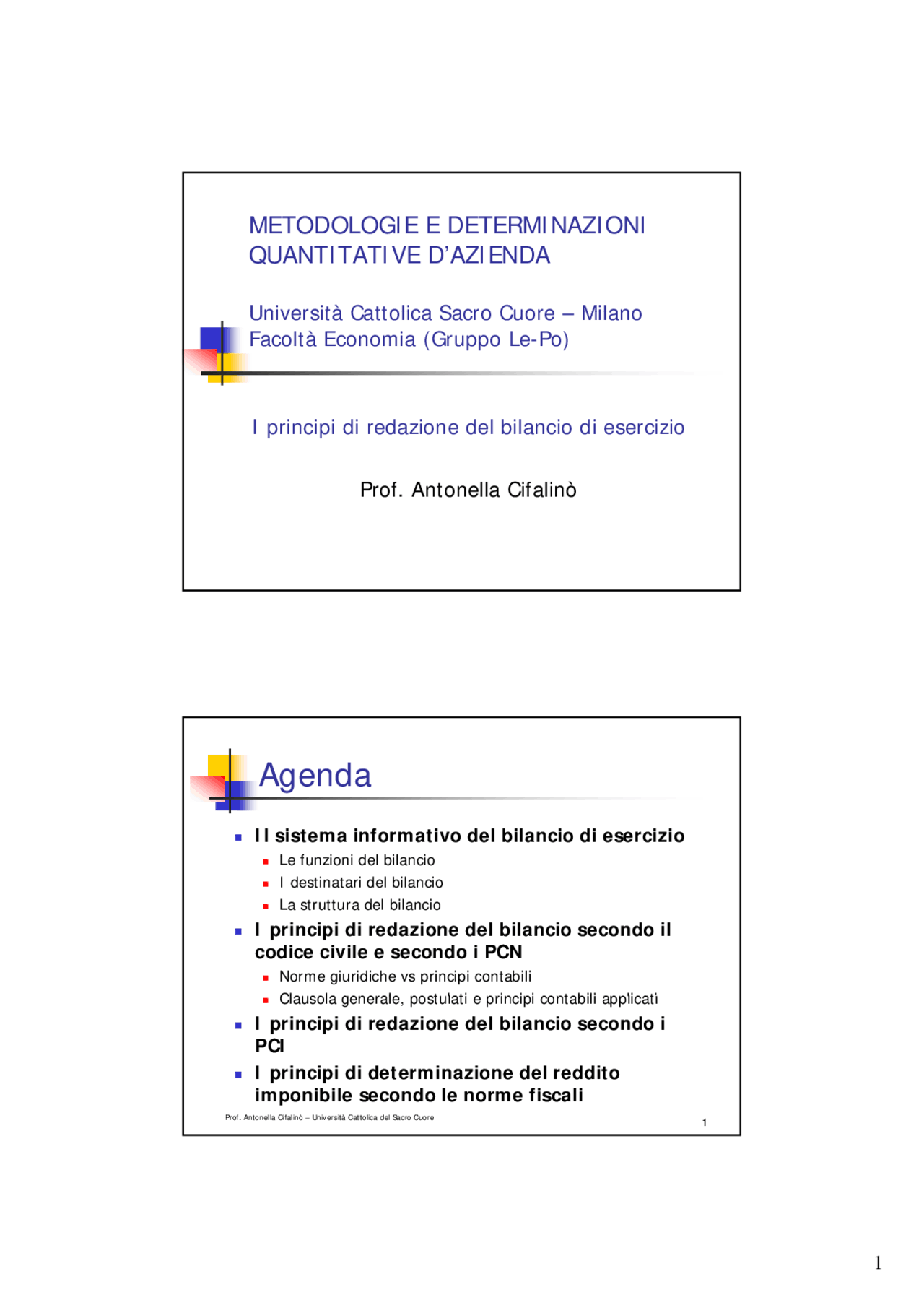 1 Principi Di Redazione Del Bilancio Docsity