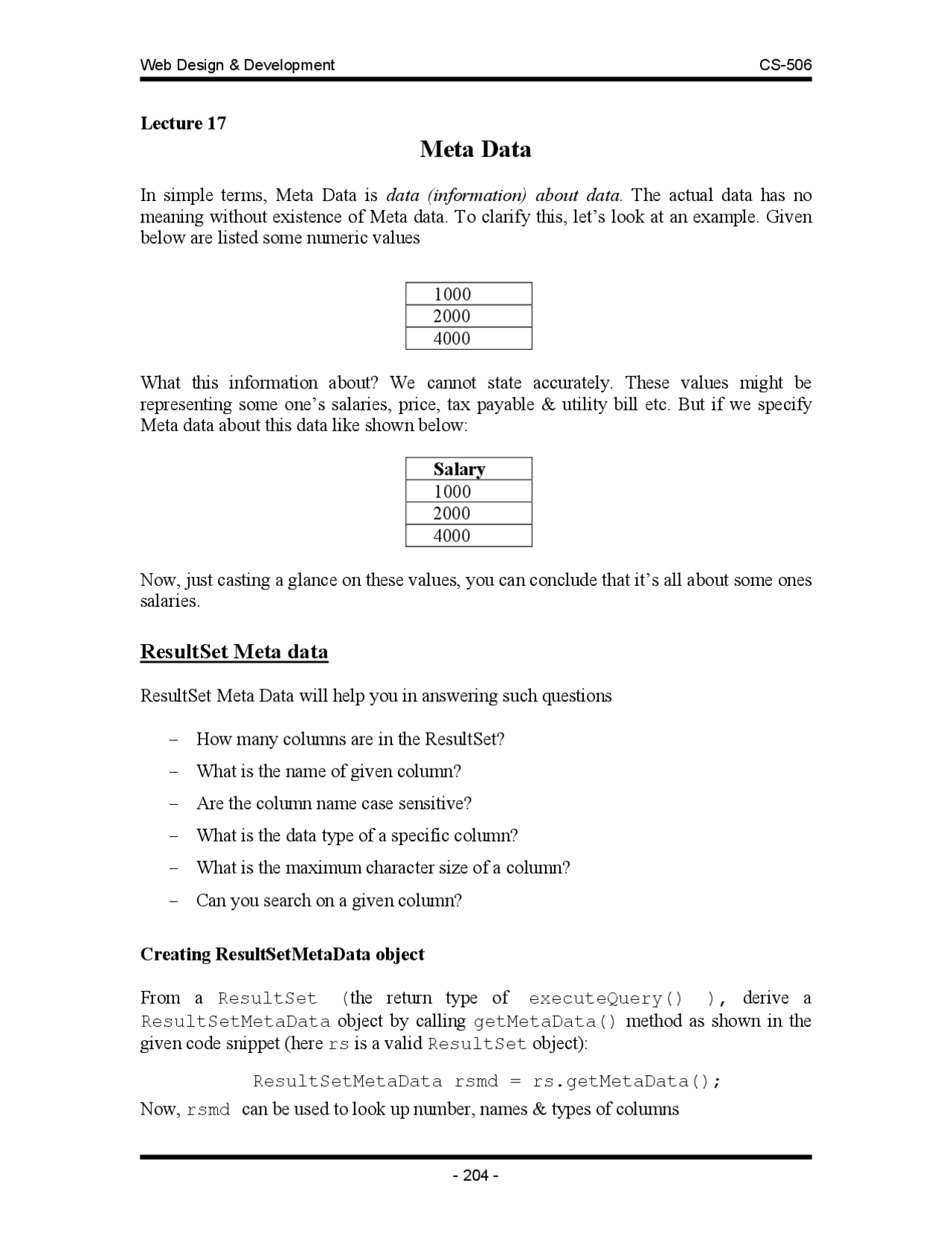 Meta Data Web Design And Development Lecture Handouts Lecture