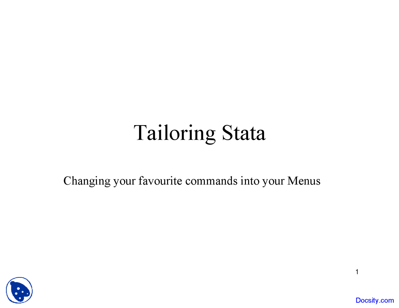 Tailoring Stata - Econometrics - Lecture Slides - Docsity