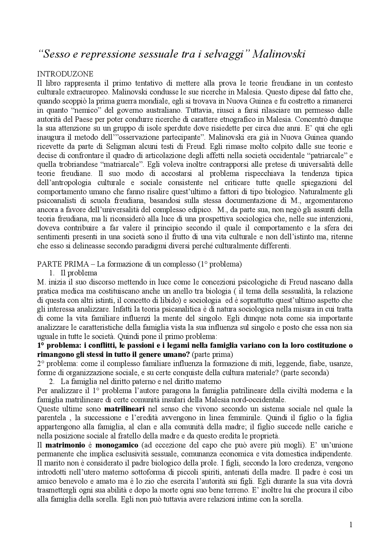 Malinowsky - Docsity