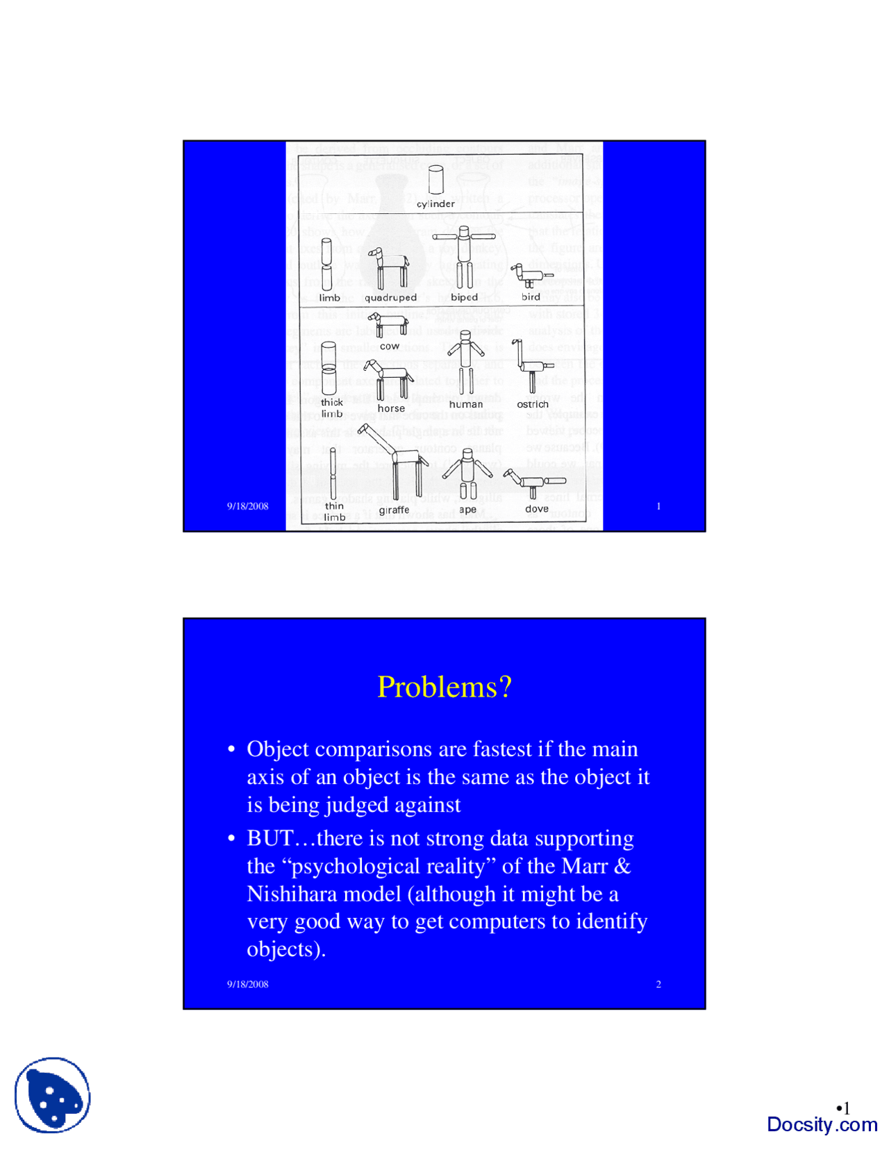 Theories of Object Recognition: Marr & Nishihara Model, Geons, View ...