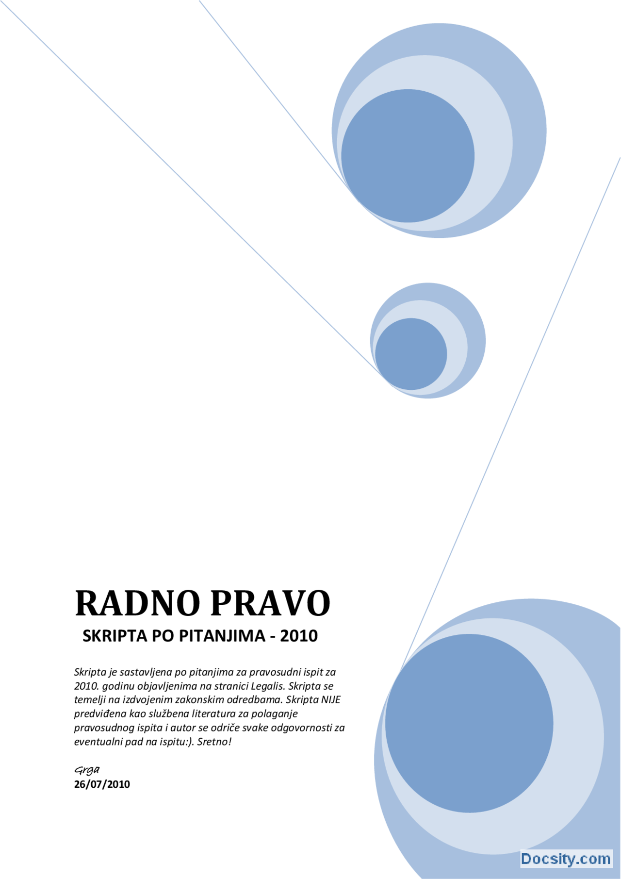 Skripta Radno Pravo Dopunjeno Rezime Predlog Radno Pravo Docsity