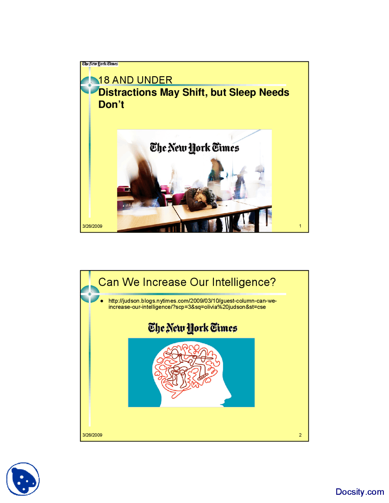 Flynn Effect - Developmental Psychology - Lecture Slides - Docsity