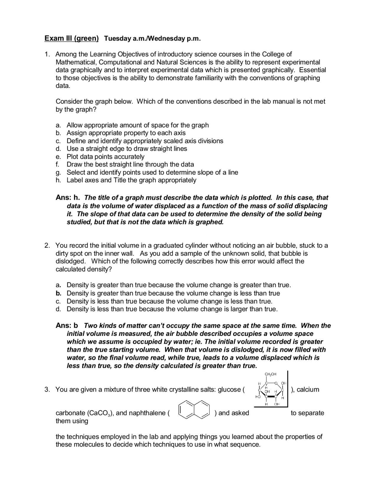 Midterm 3 With Solution Chemistry I Laboratory Chem 132 Docsity