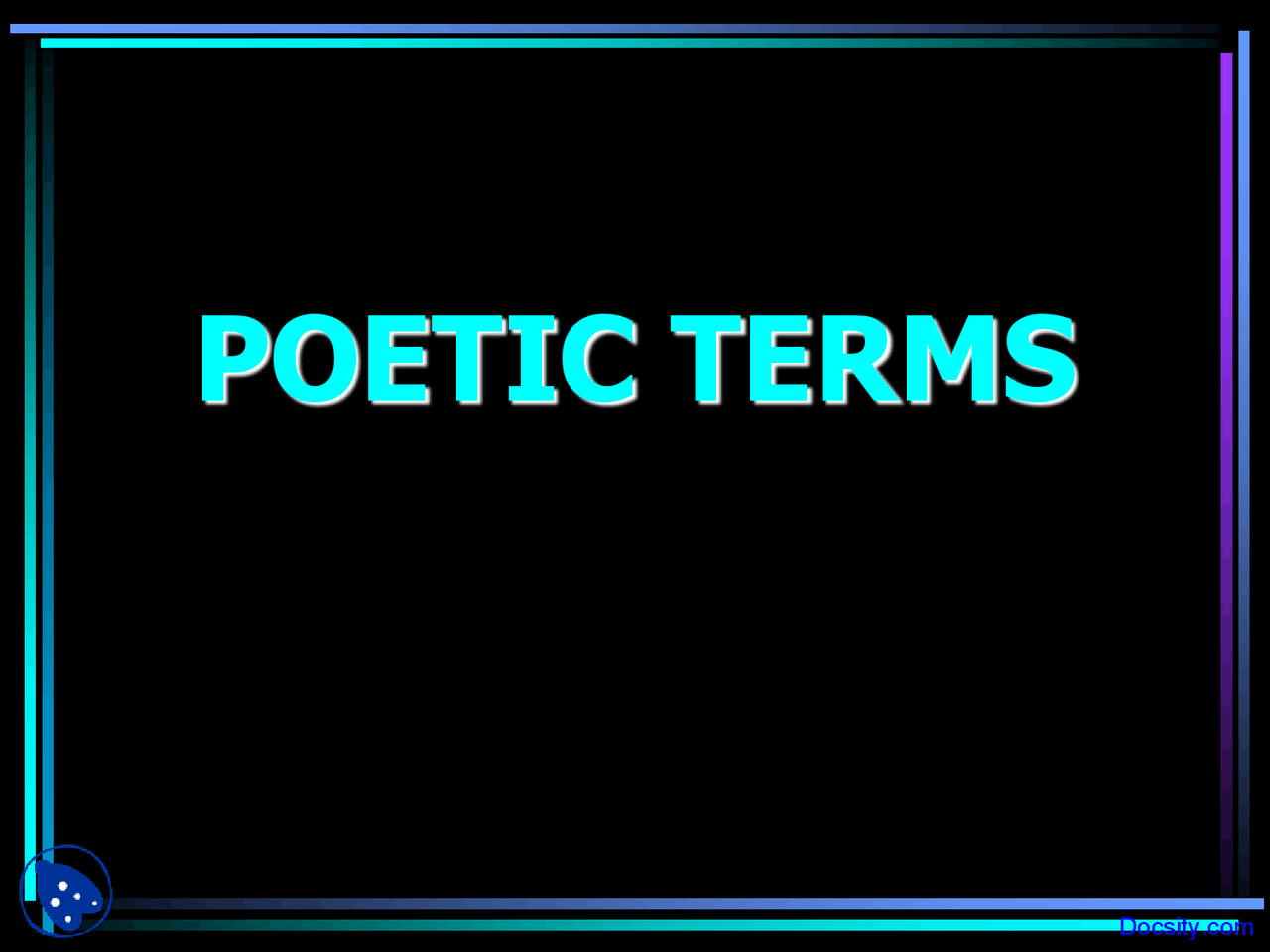 Poetic Terms English Language Lecture Slides Docsity
