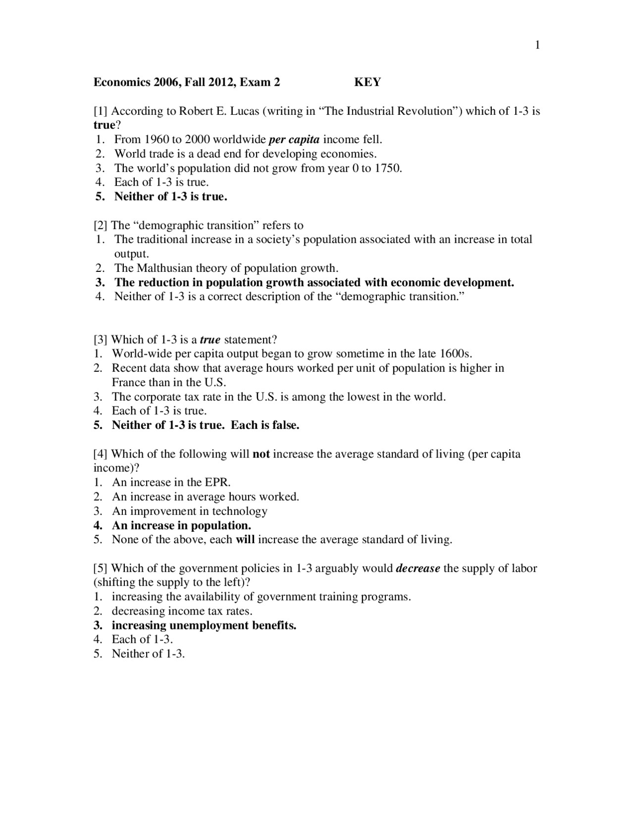 Exam 2 With Answer Key Principles Of Dynamics Econ 2006 Docsity