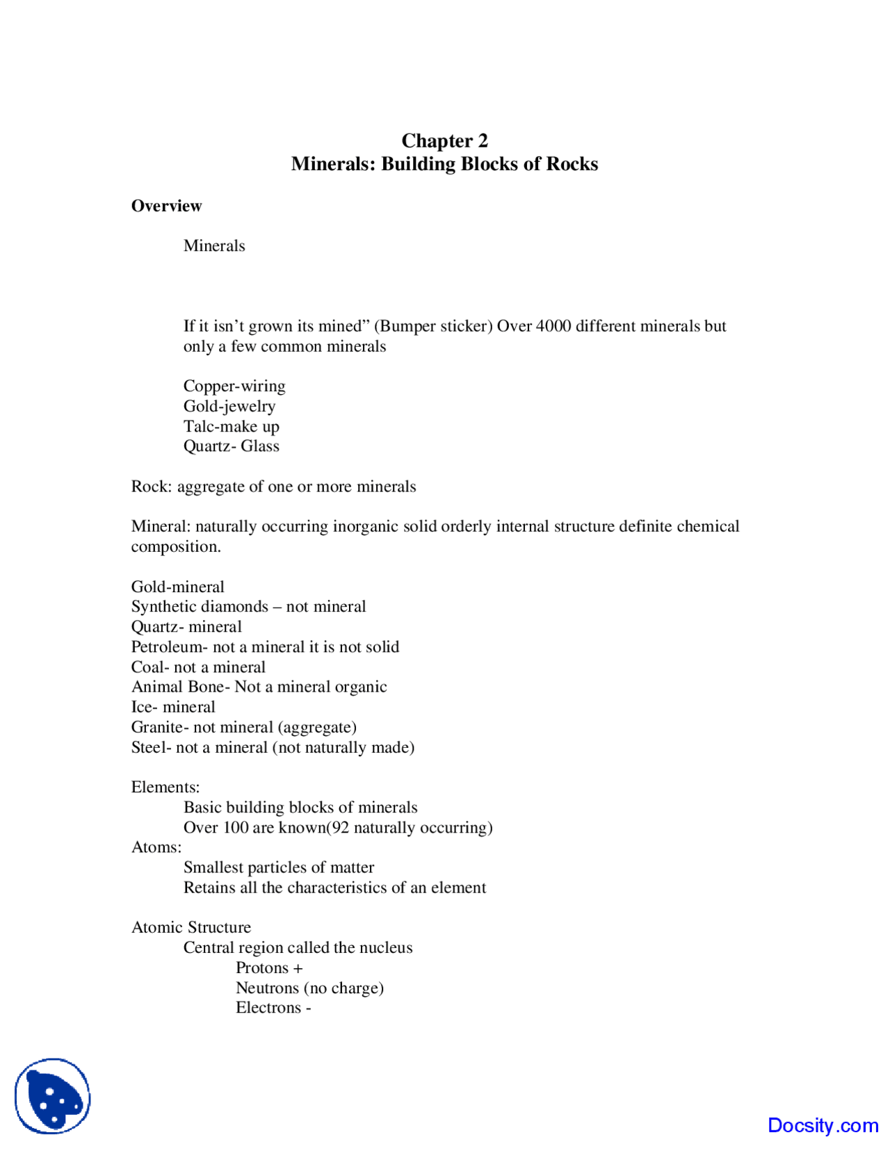 Minerals Building Blocks Of Rocks Dynamic Earth Lecture Notes