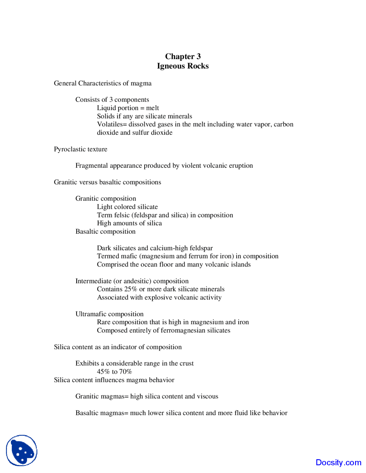 Igneous Rocks Dynamic Earth Lecture Notes Docsity