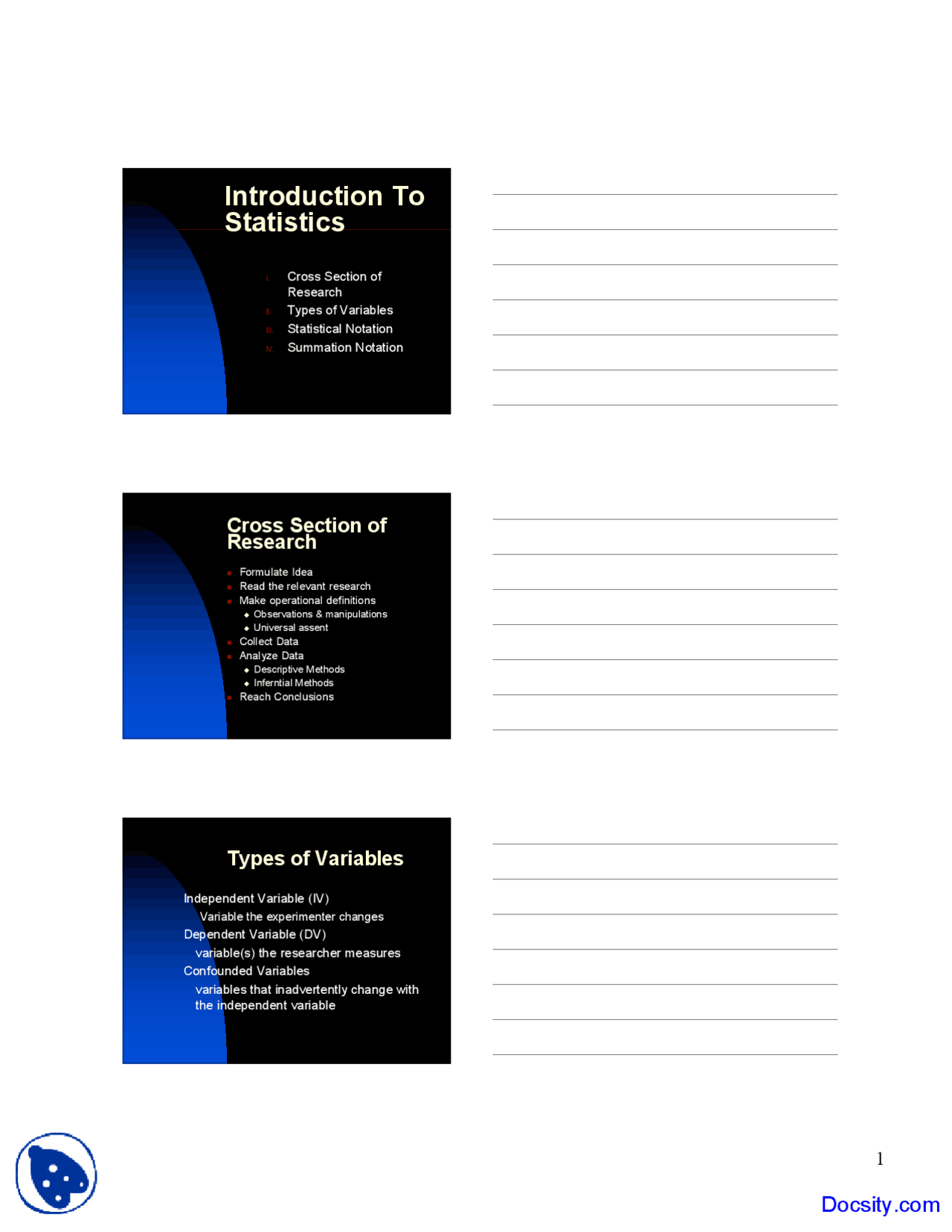 Introduction To Statistics Basic Statistics For Behavioral Science Lecture Slides Docsity