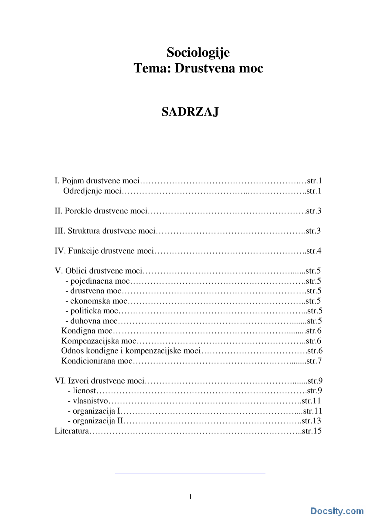 Drustvena moc-Seminarski rad-Sociologija | Maturalni radovi' predlog Opšta sociologija - Docsity