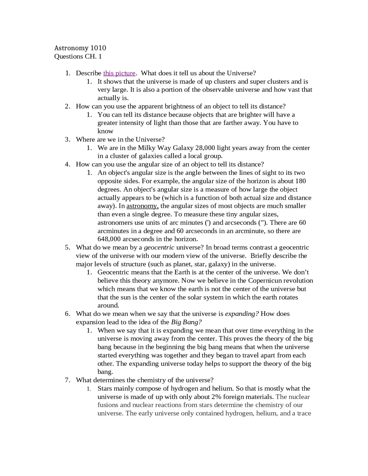 Solutions For Practice Questions Astronomy Of The Solar System Astr