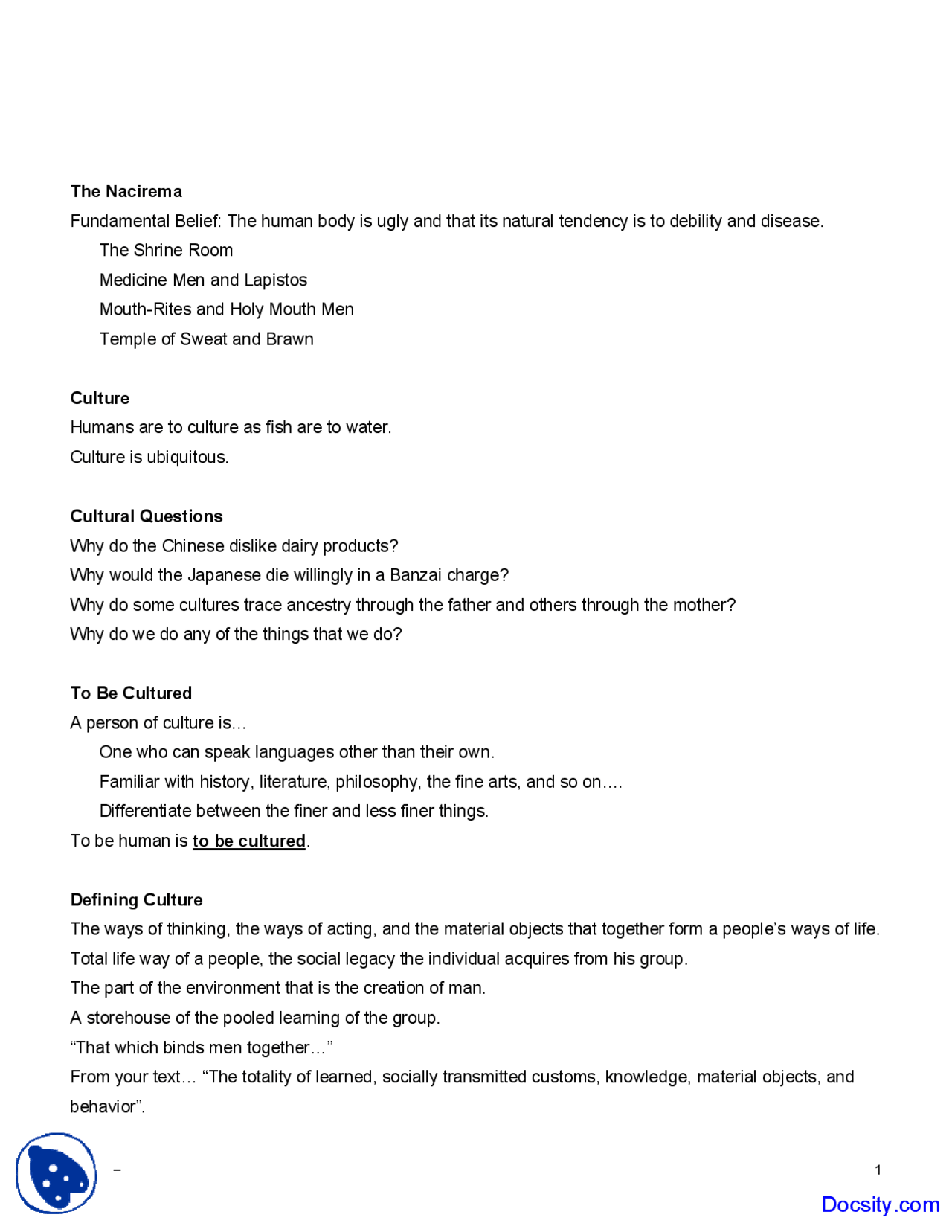 Fundamental Beliefs Sociology Lecture Handout Exercises Introduction To Sociology Docsity