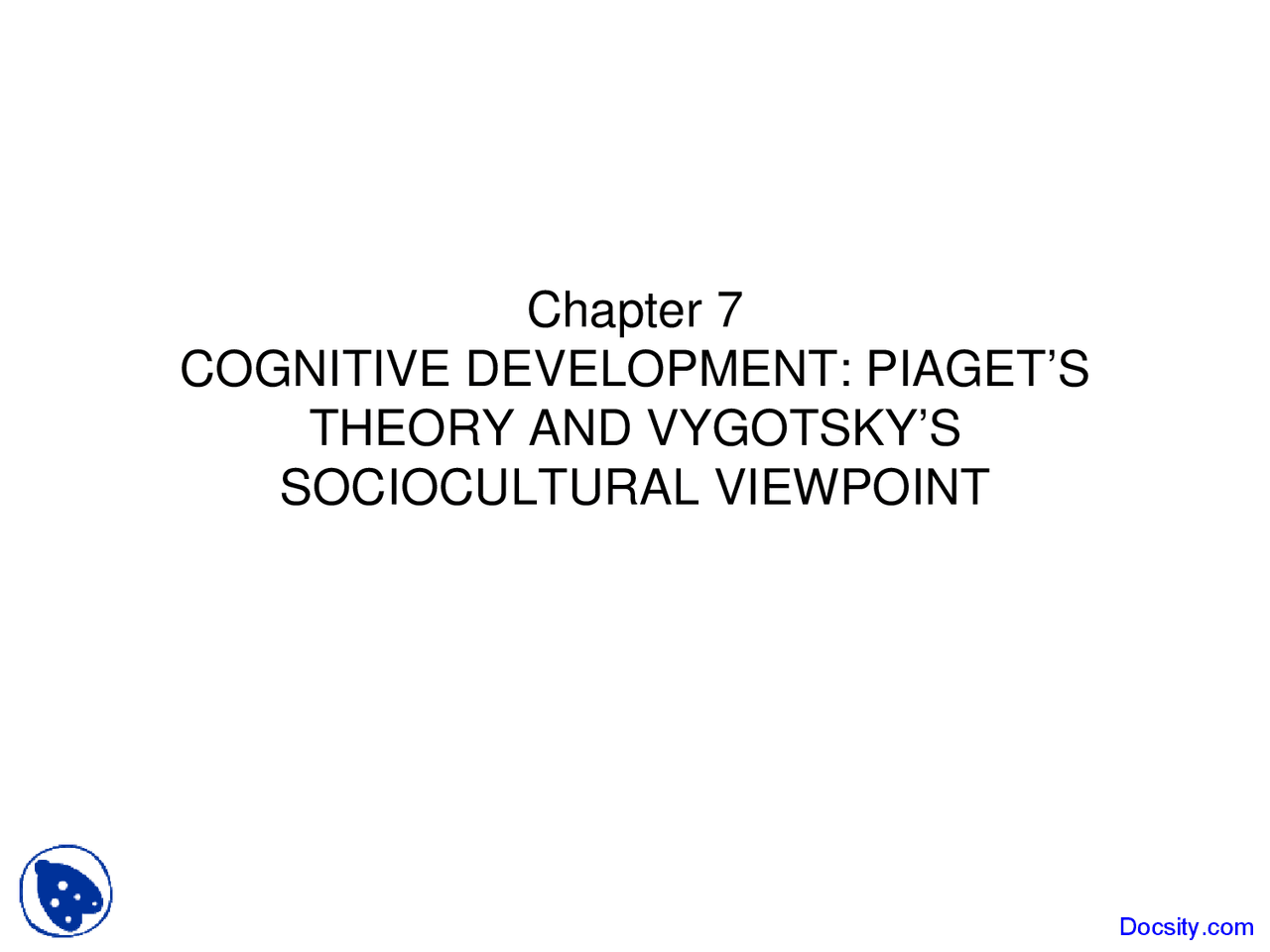 Cognitive Development - Child Psychology - Lecture Slides - Docsity