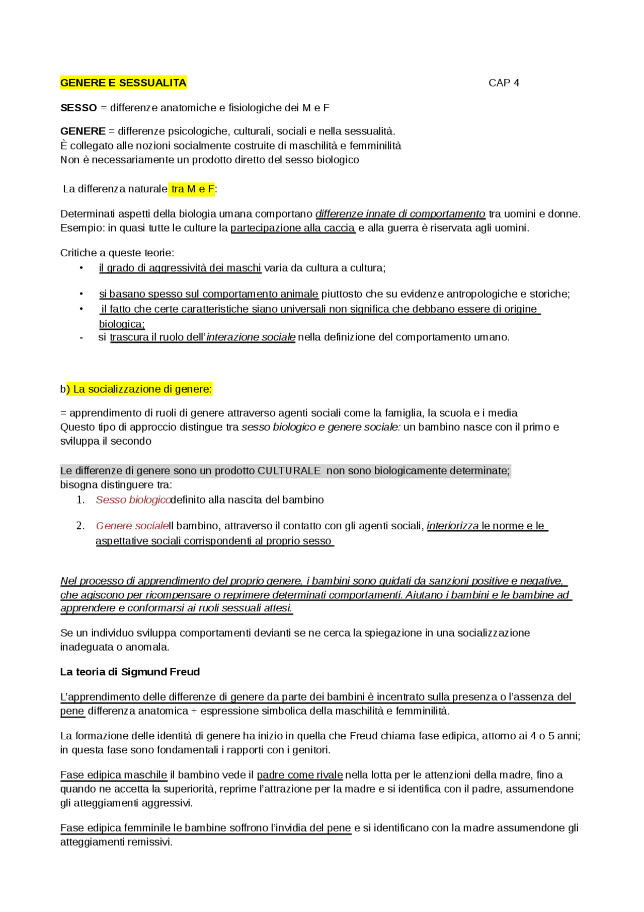 Genere E Sessualitacap 4 Docsity