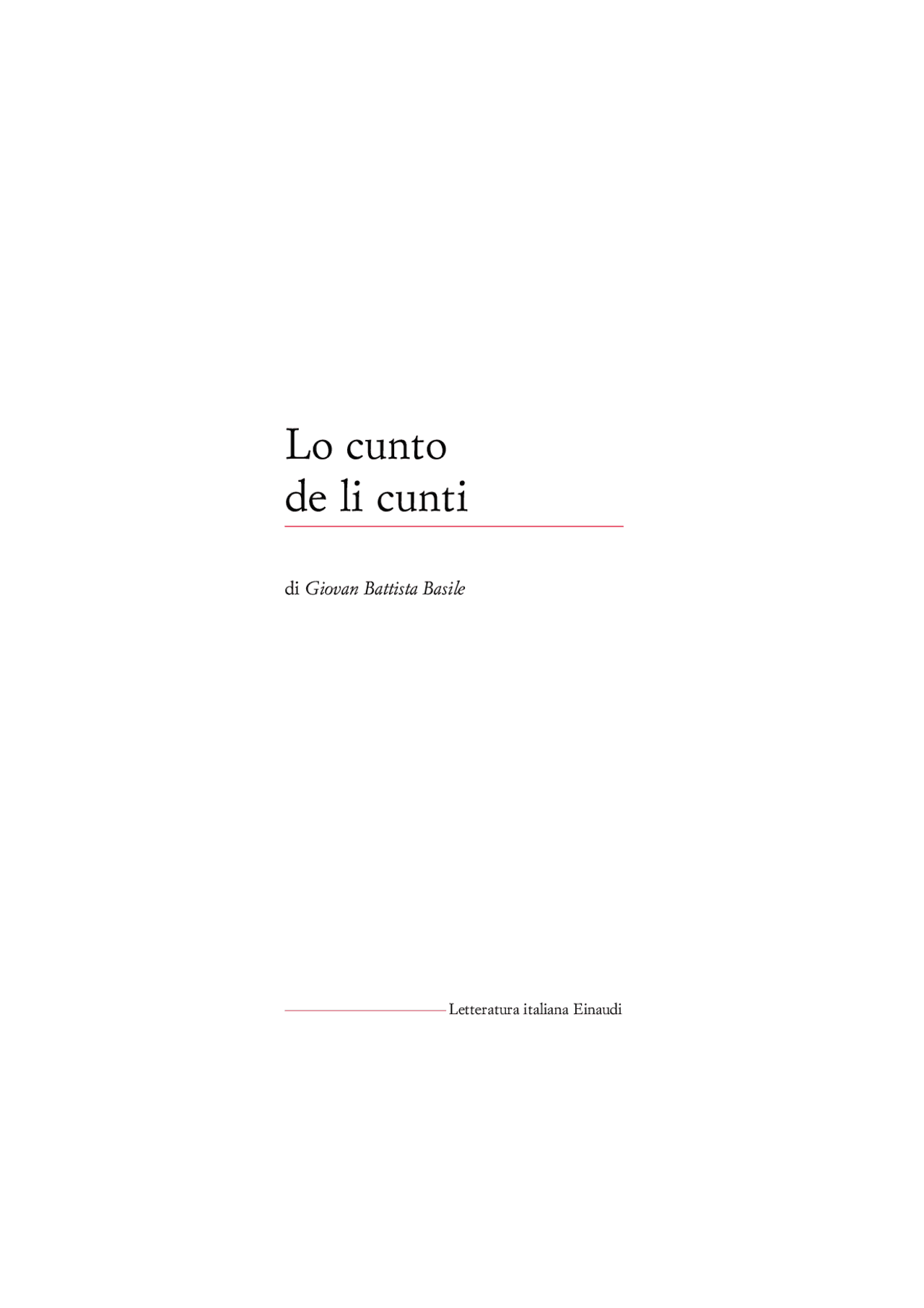 Lo cunto de li cunti - Basile - Docsity