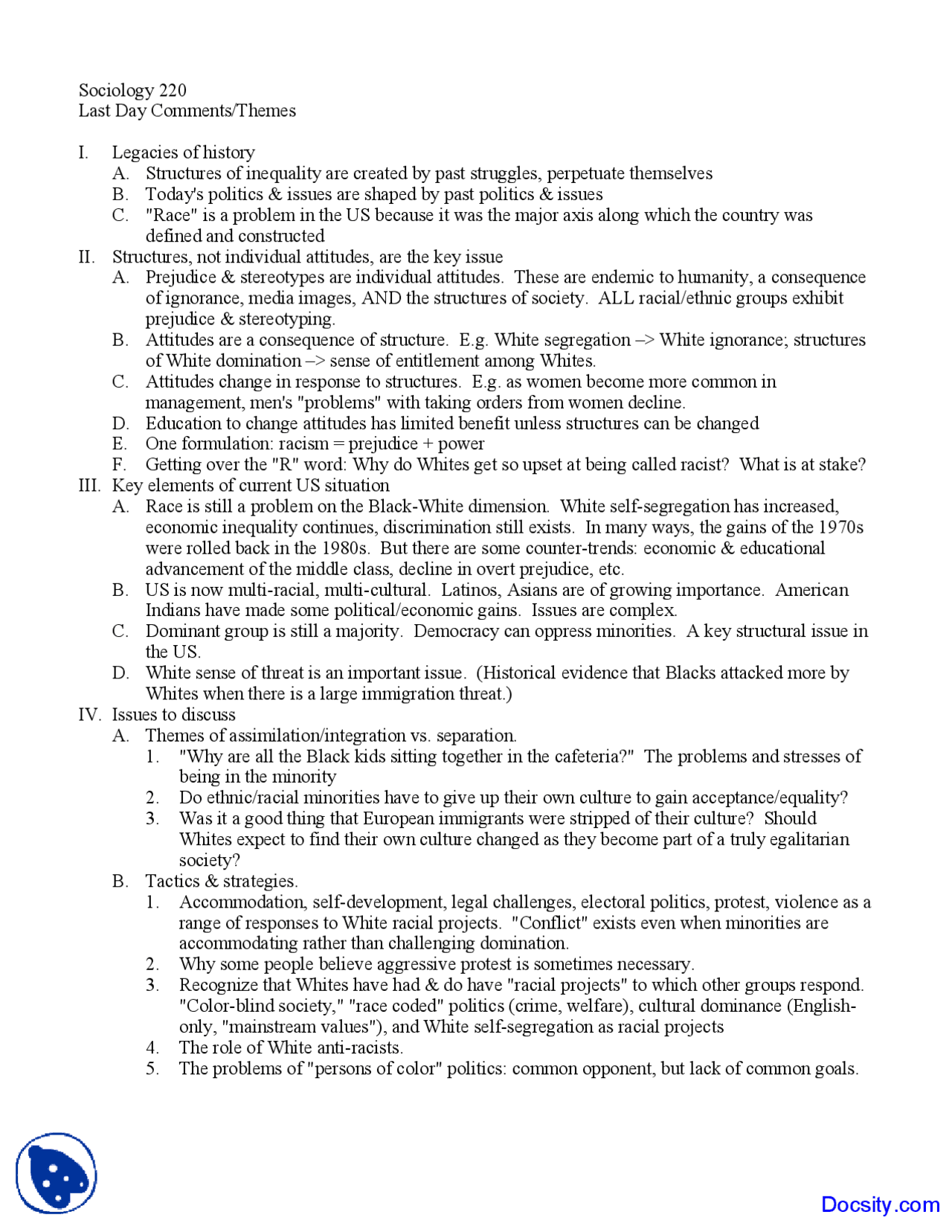 Legacies Of History Ethnic Movements In The Us Lecture Notes Docsity