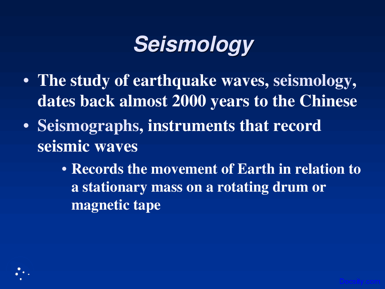 Seismology Dynamic Earth Lecture Slides Docsity